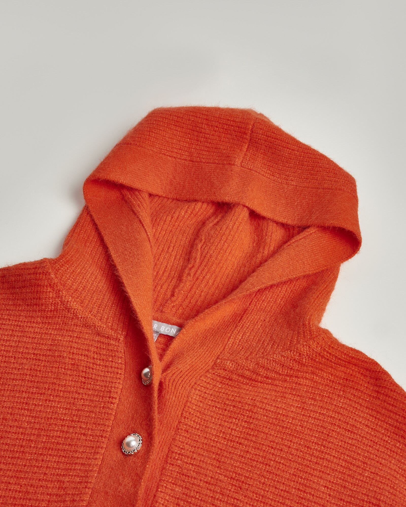 Ribbed Orange Knitted Hoodie | Oliver Bonas