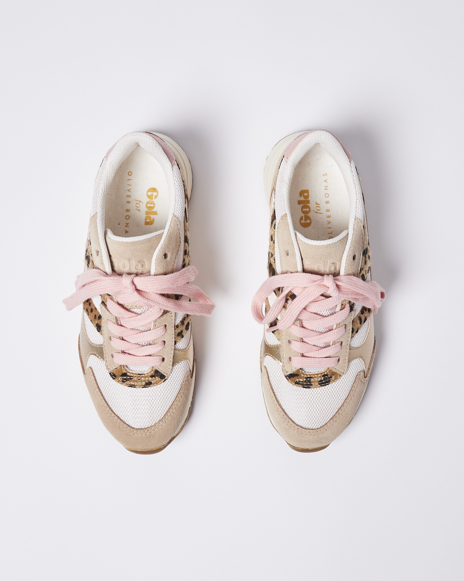Gola & Oliver Bonas Animal Print Pink Leather Trainers | Oliver Bonas