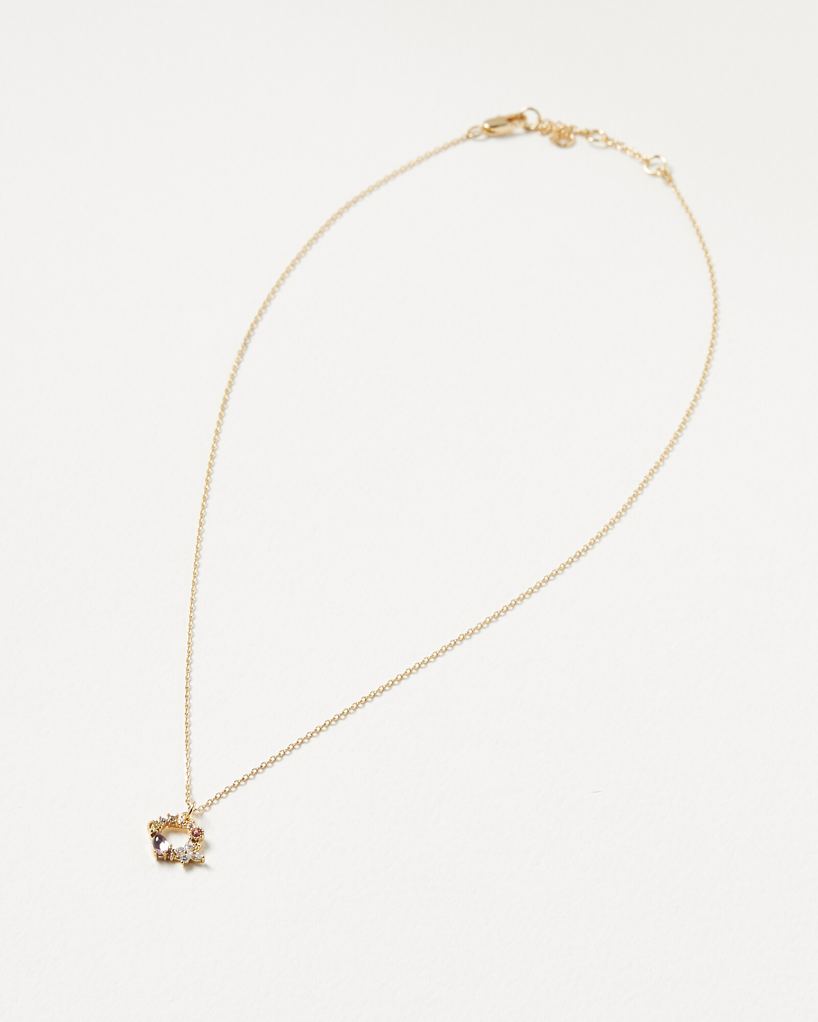 Lyra Flowers & Gem Cluster Inlay Pendant Necklace | Oliver Bonas US