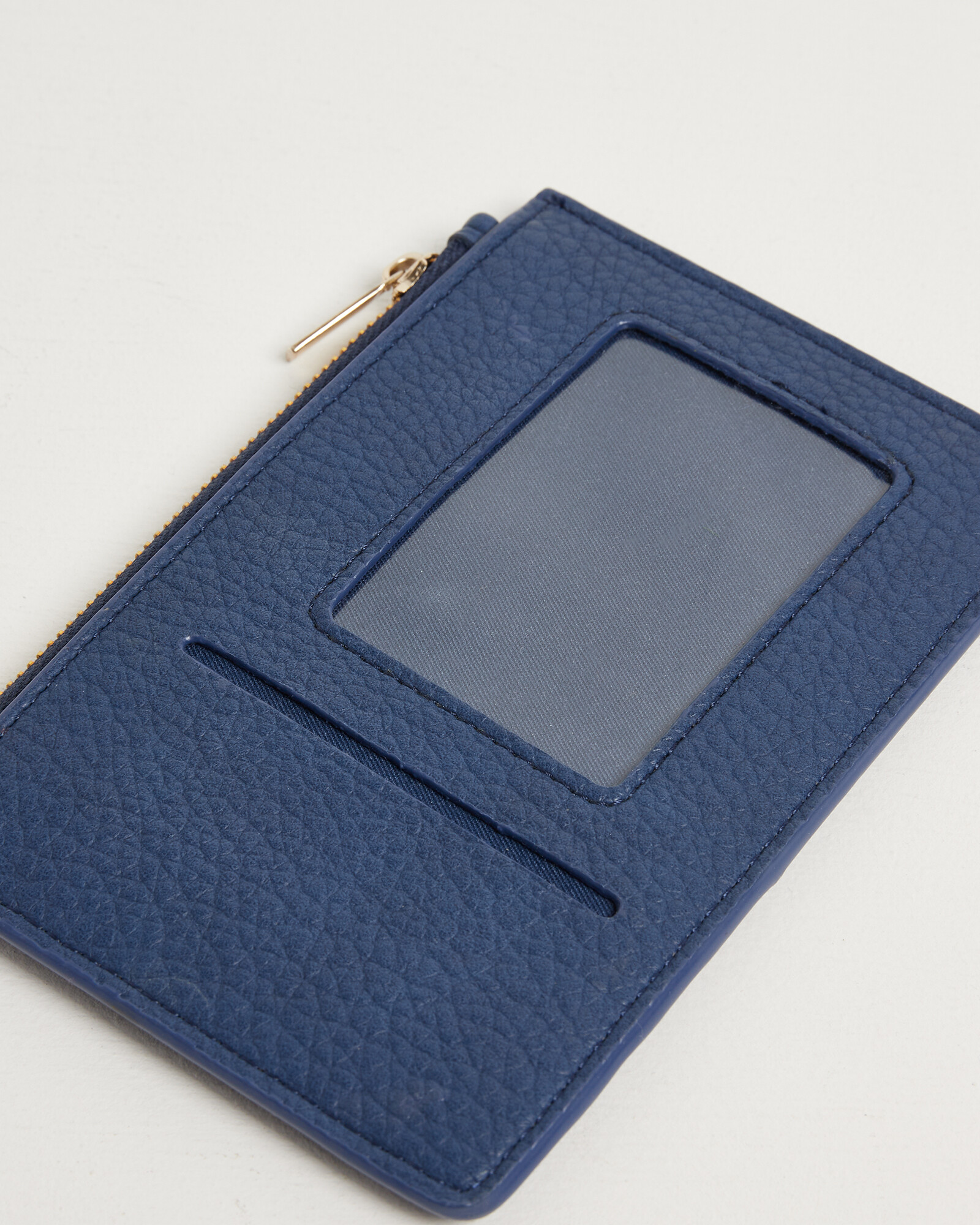 Rita Navy Blue Rectangular Zipped Card Holder | Oliver Bonas