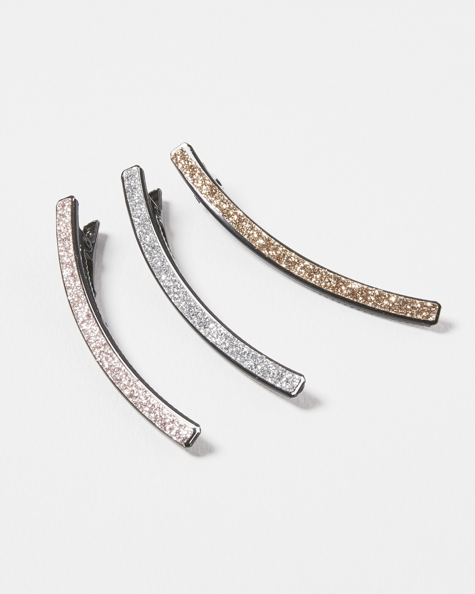 Glitter Curved Hair Clips Set of Three | Oliver Bonas