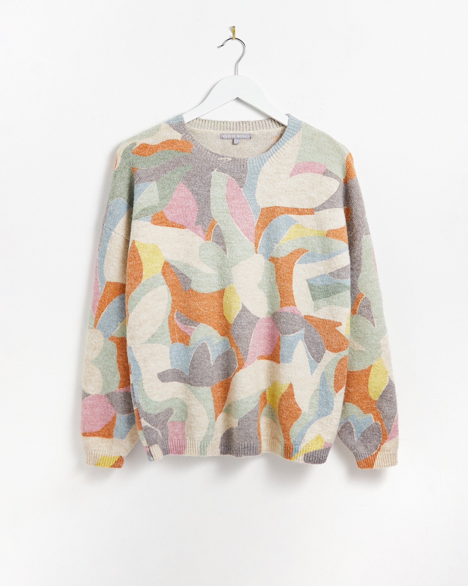 Abstract Pattern Blue Cosy Knitted Jumper | Oliver Bonas