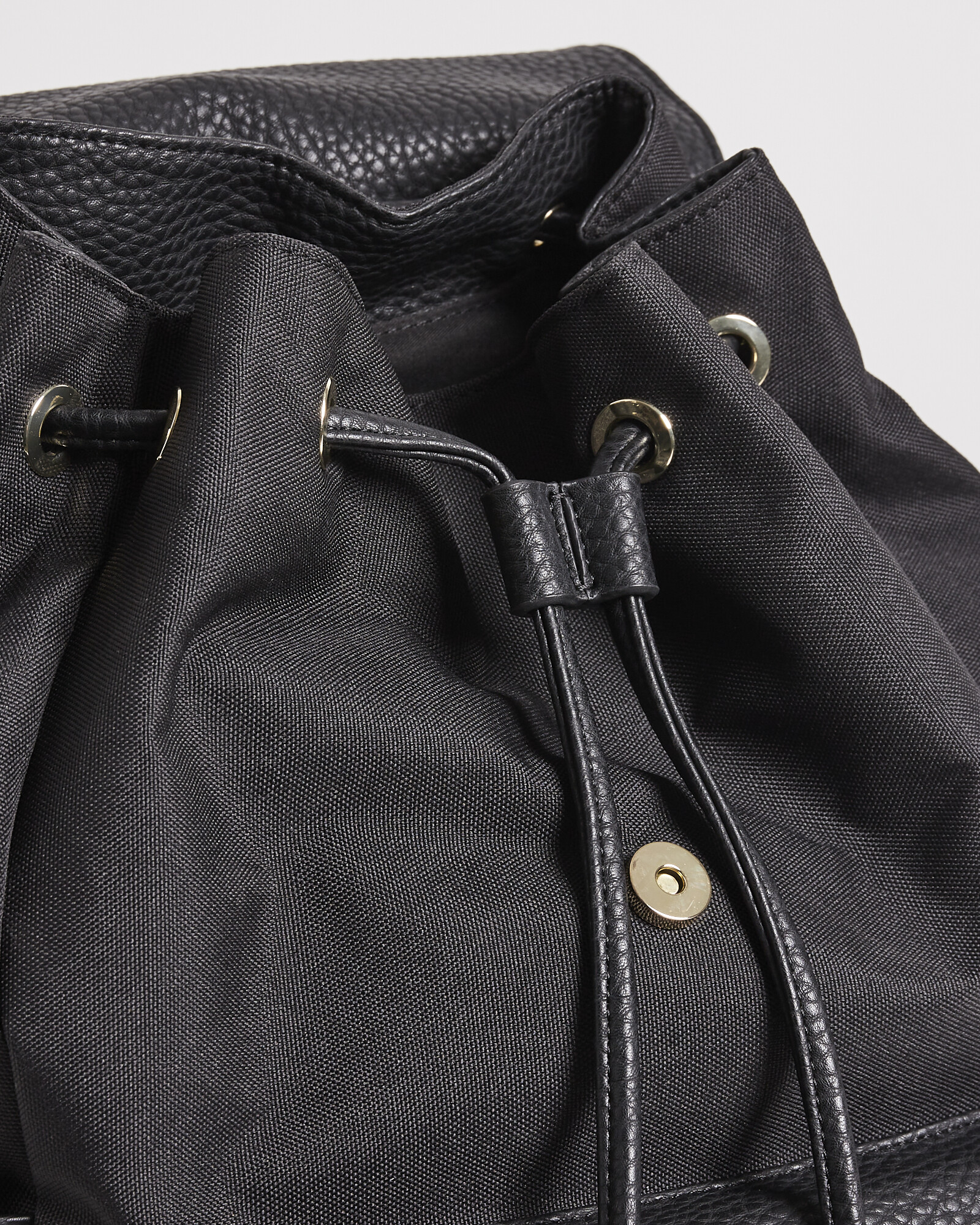 Drawstring Black Fabric Backpack | Oliver Bonas