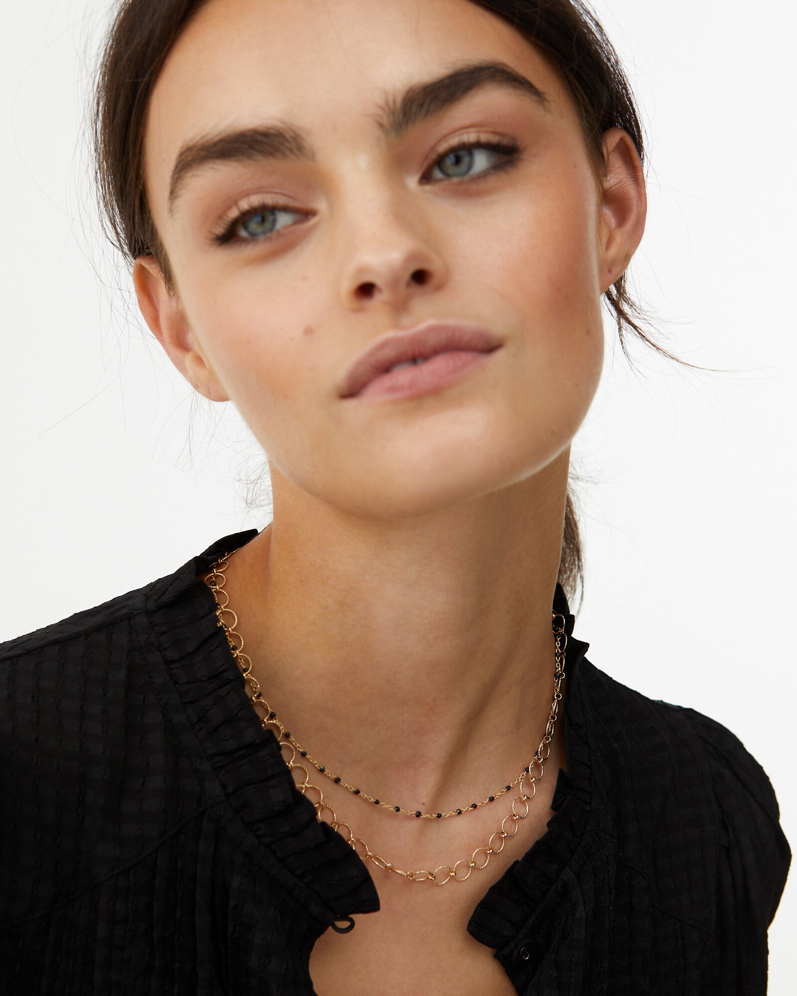 Mae Multi Row Beaded & Link Chain Necklace | Oliver Bonas