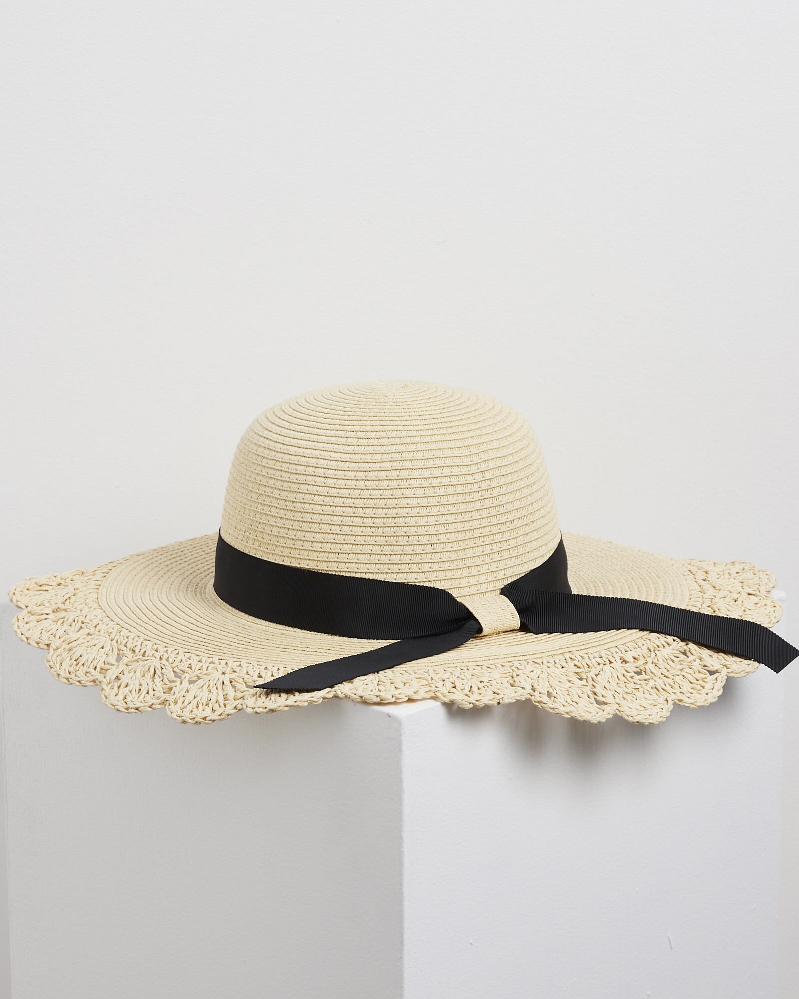 Handmade Crochet Floppy Straw Hat | Oliver Bonas