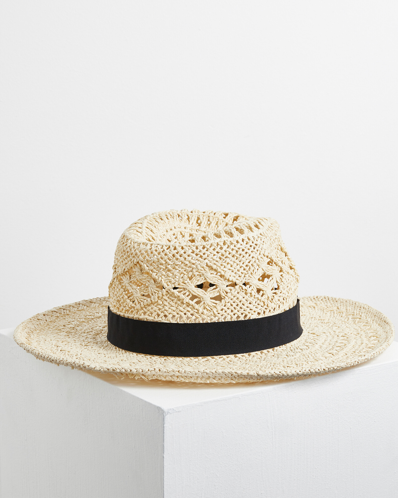 Cowboy Fedora Cutout Straw Hat | Oliver Bonas