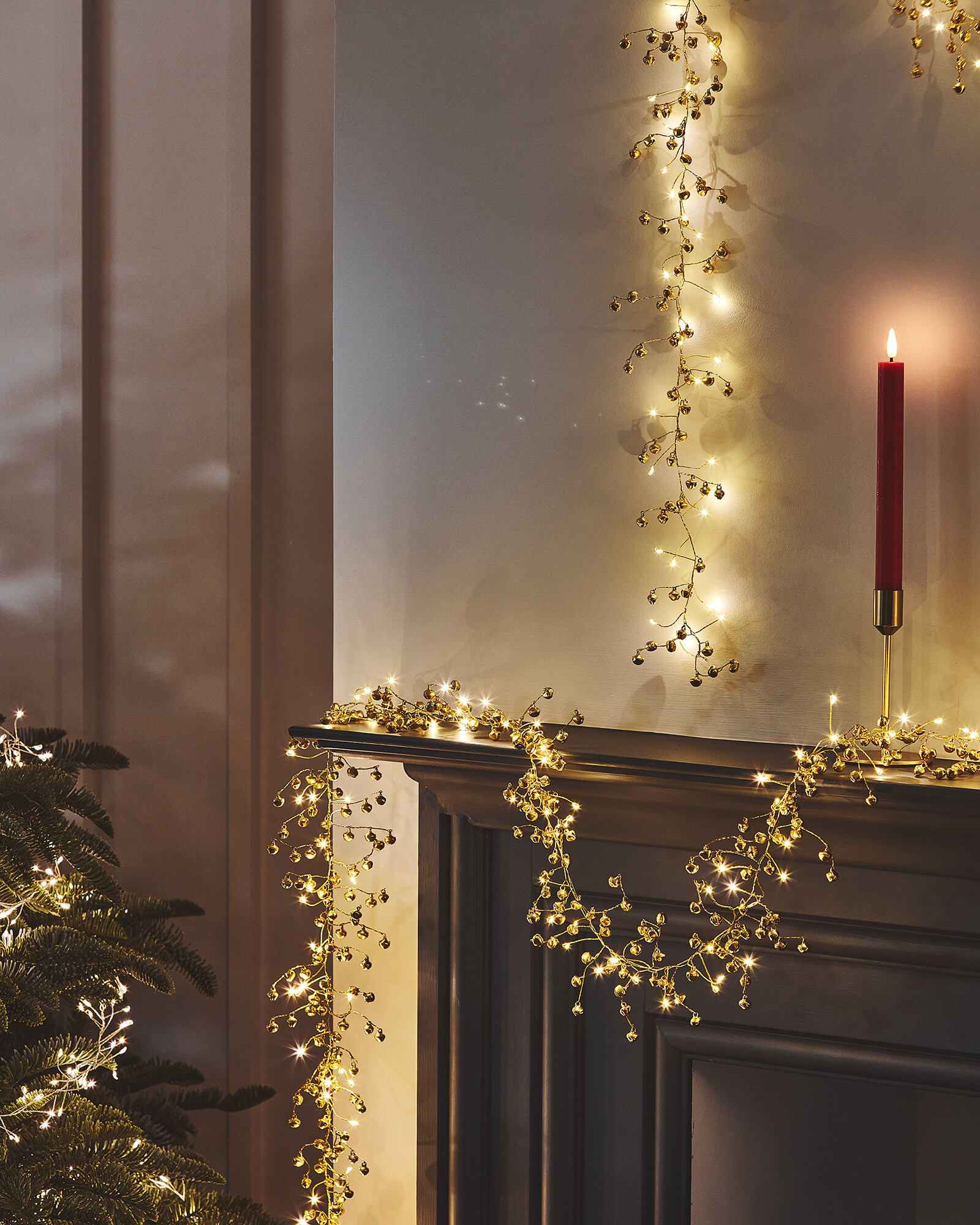 Golden Bell Christmas Garland String Lights | Oliver Bonas
