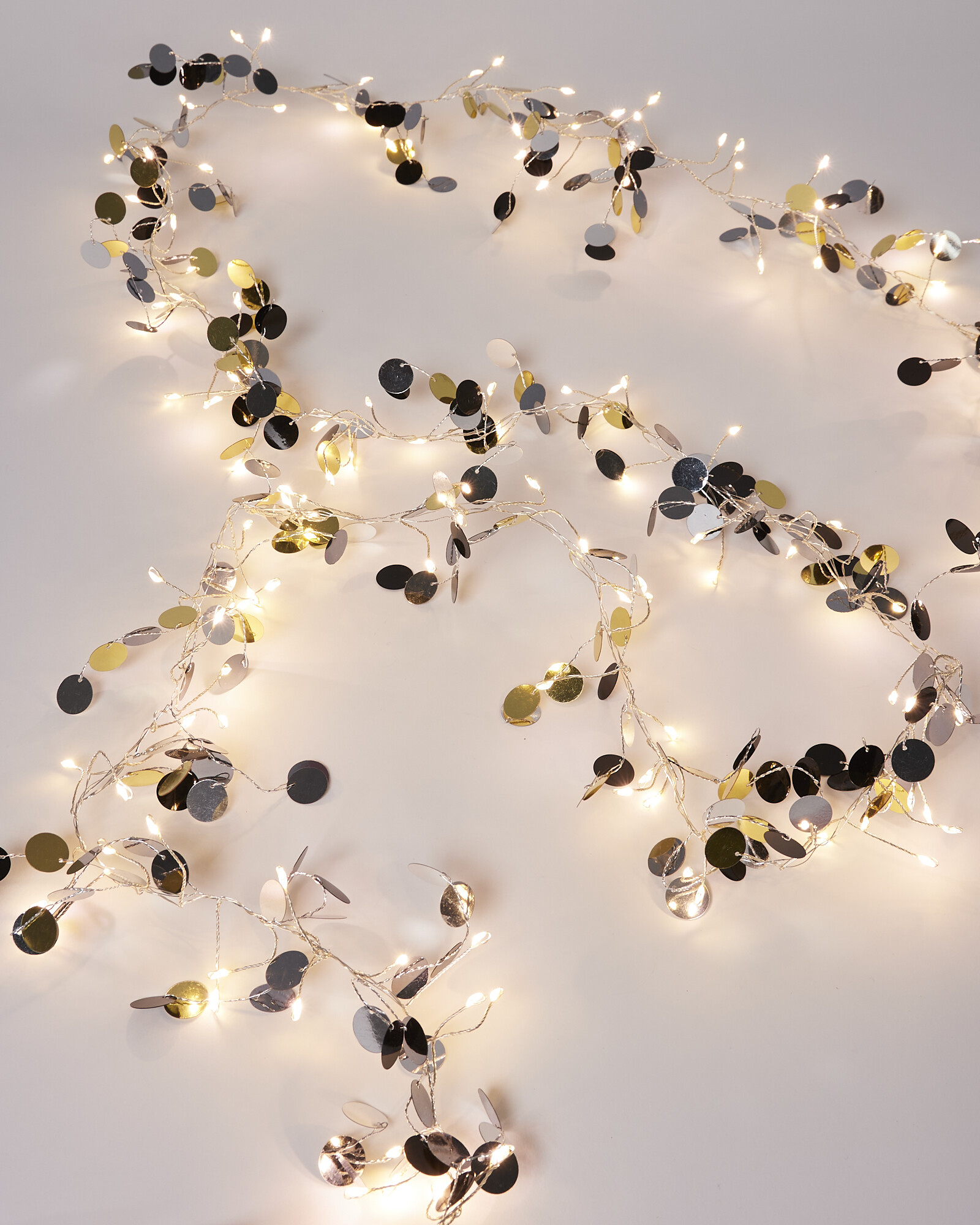 Gold Confetti Christmas Garland with Lights | Oliver Bonas