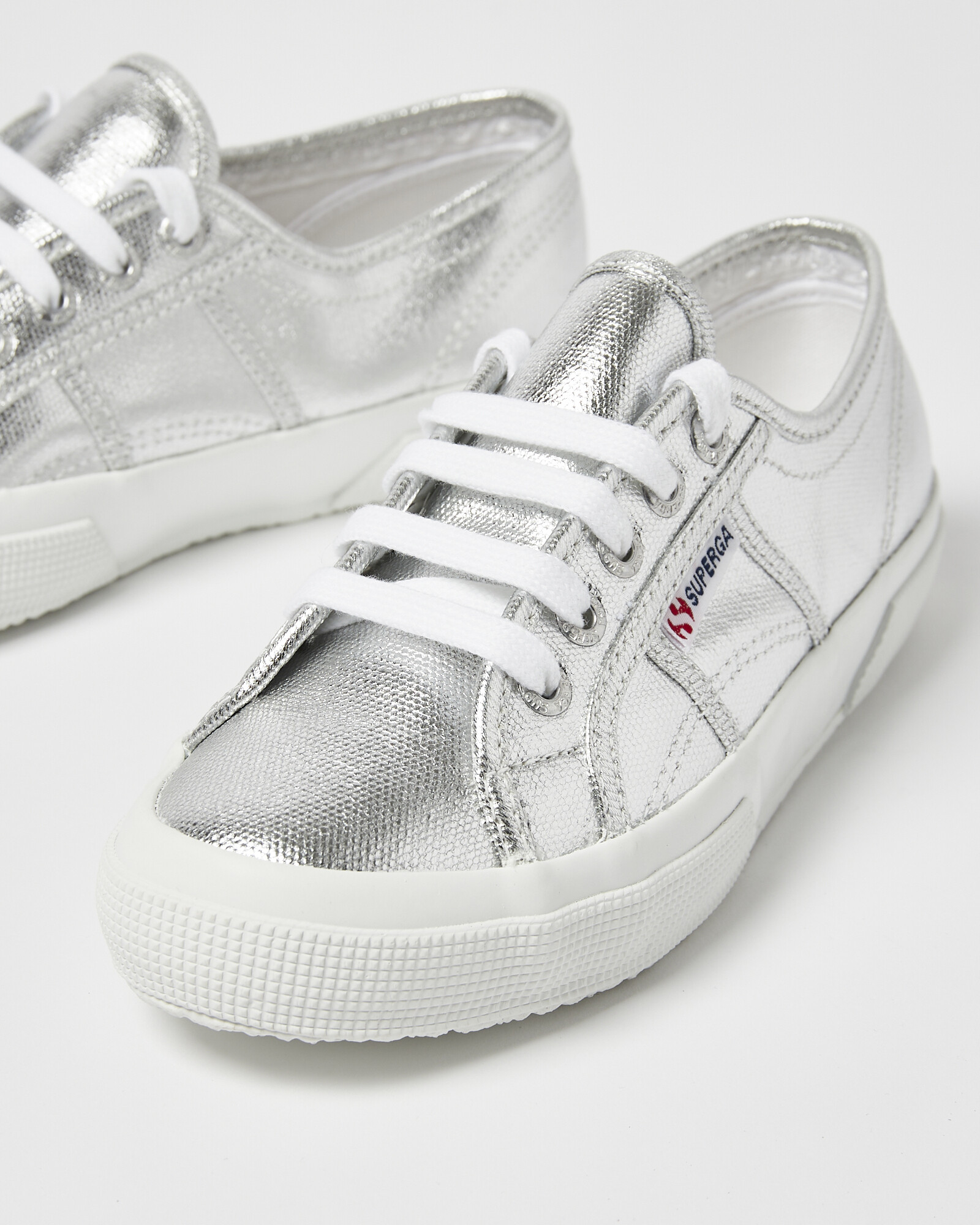 Superga 2750 Metallic Silver Trainers | Oliver Bonas