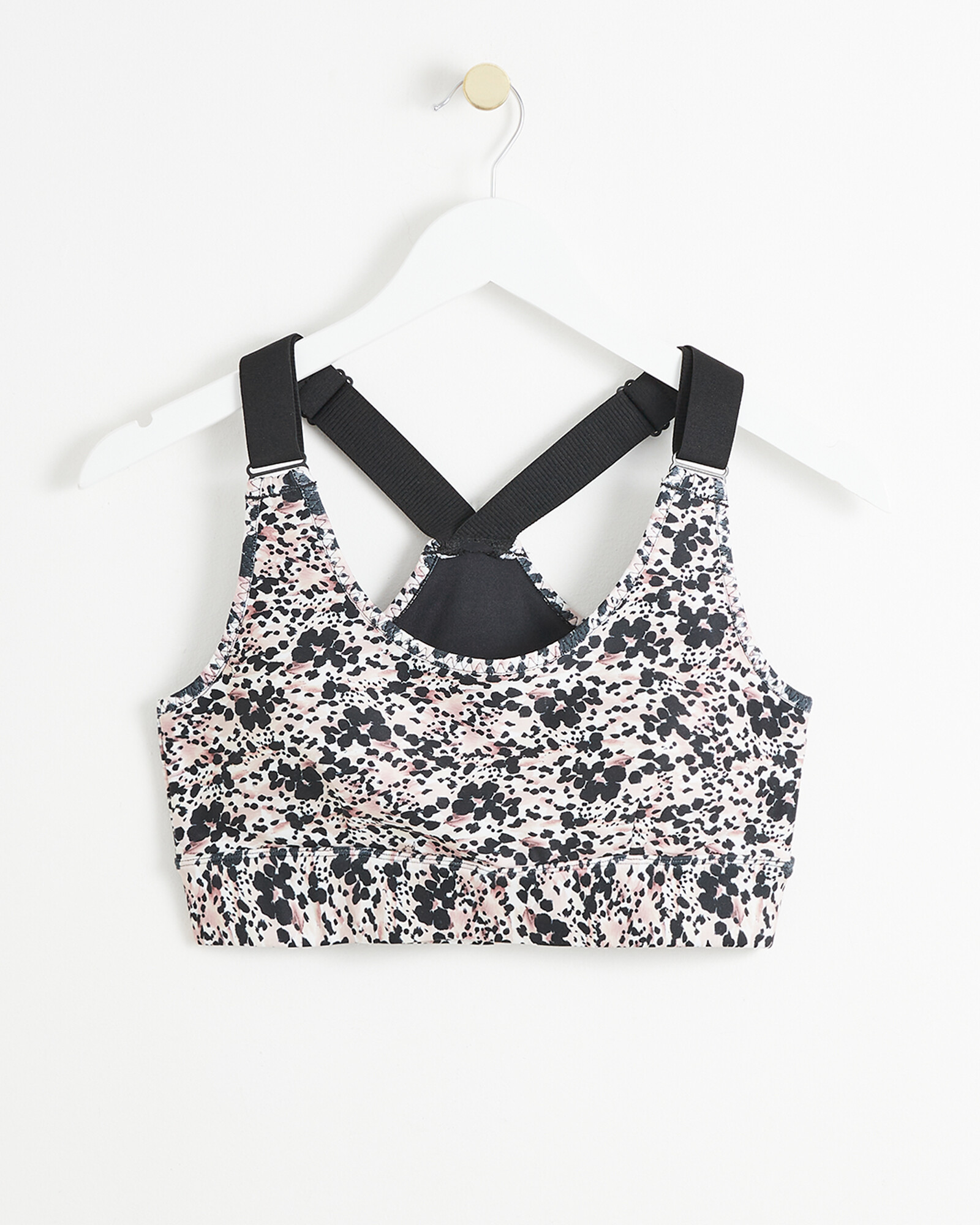 Active Mark Making Animal Print Wide Strap Pink Sports Top | Oliver ...