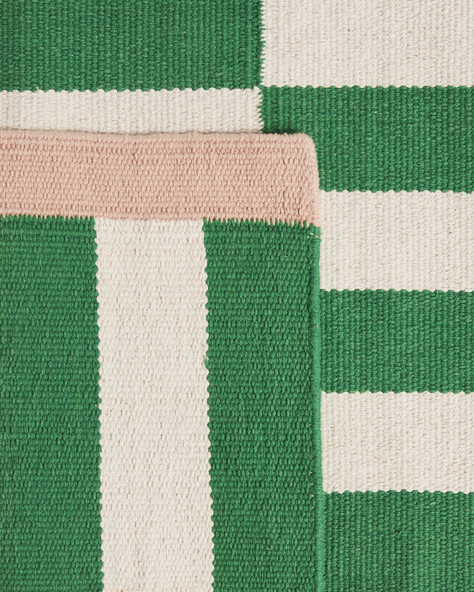 Simeon Handwoven Striped Green Cotton Runner Rug | Oliver Bonas