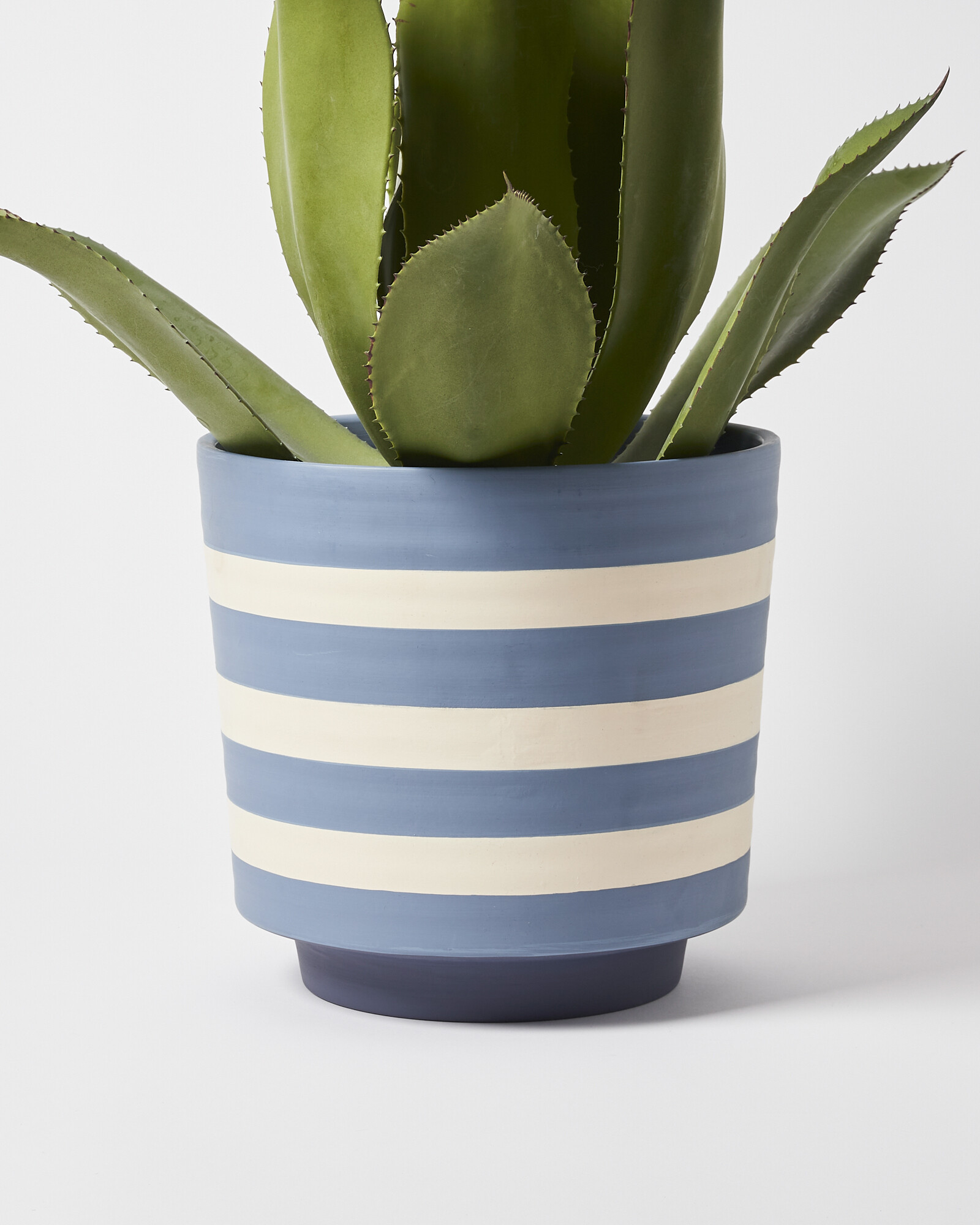 Ueno Blue Stripe Ceramic Plant Pot Large | Oliver Bonas