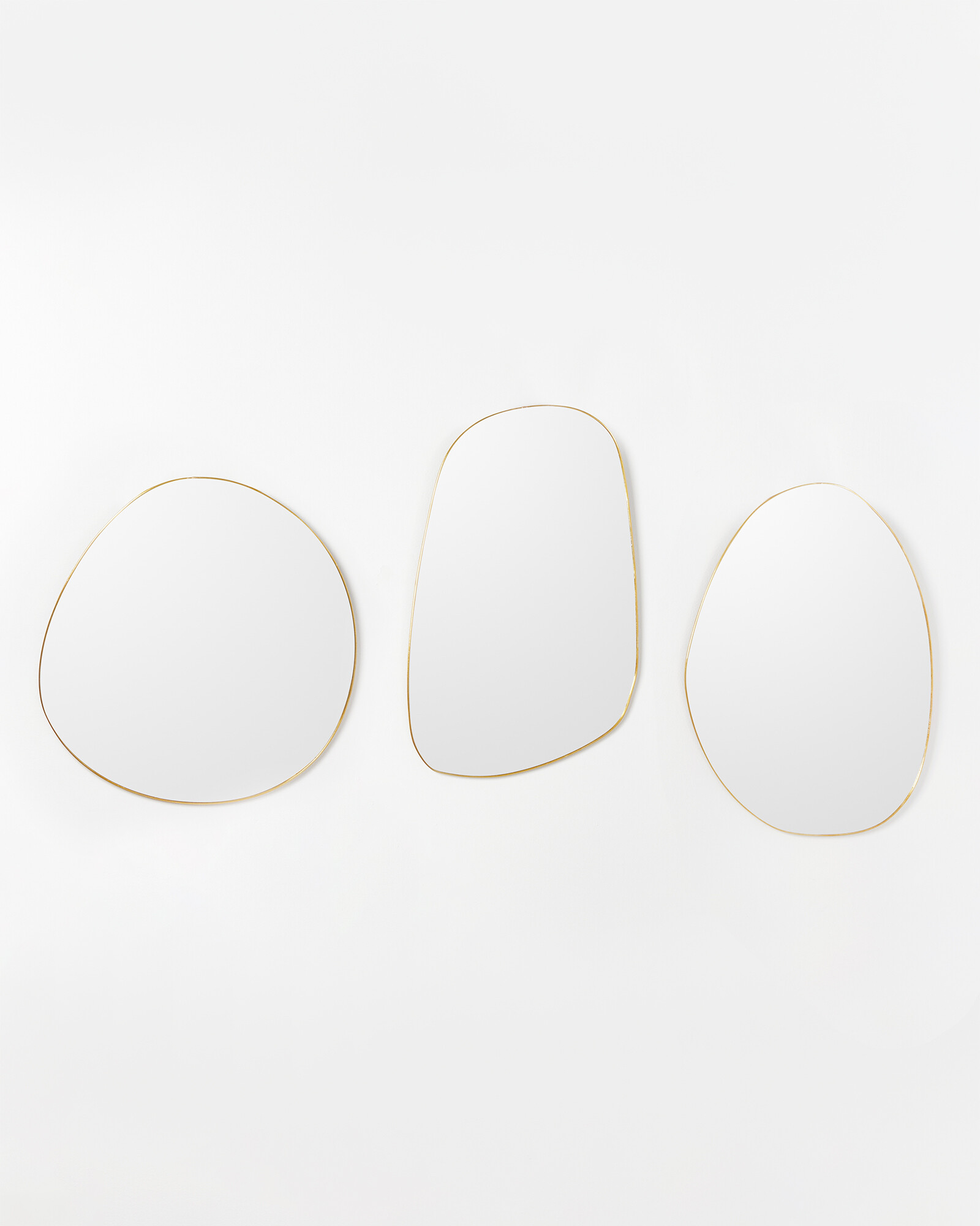 Pebble Hanging Gold & Glass Wall Mirrors Set of Three | Oliver Bonas