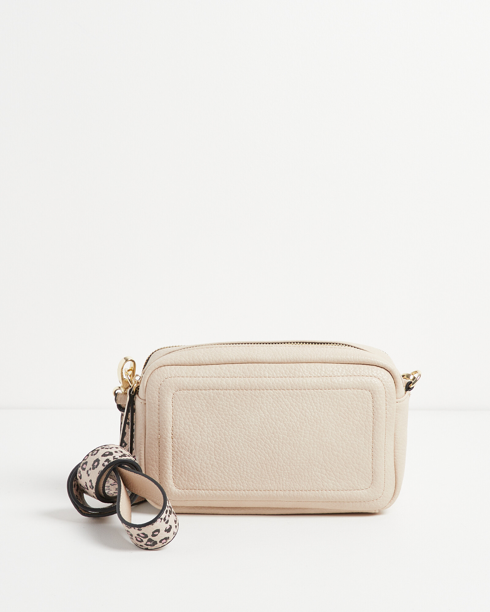 Simen Animal Print Strap & White Camera Crossbody Bag | Oliver Bonas