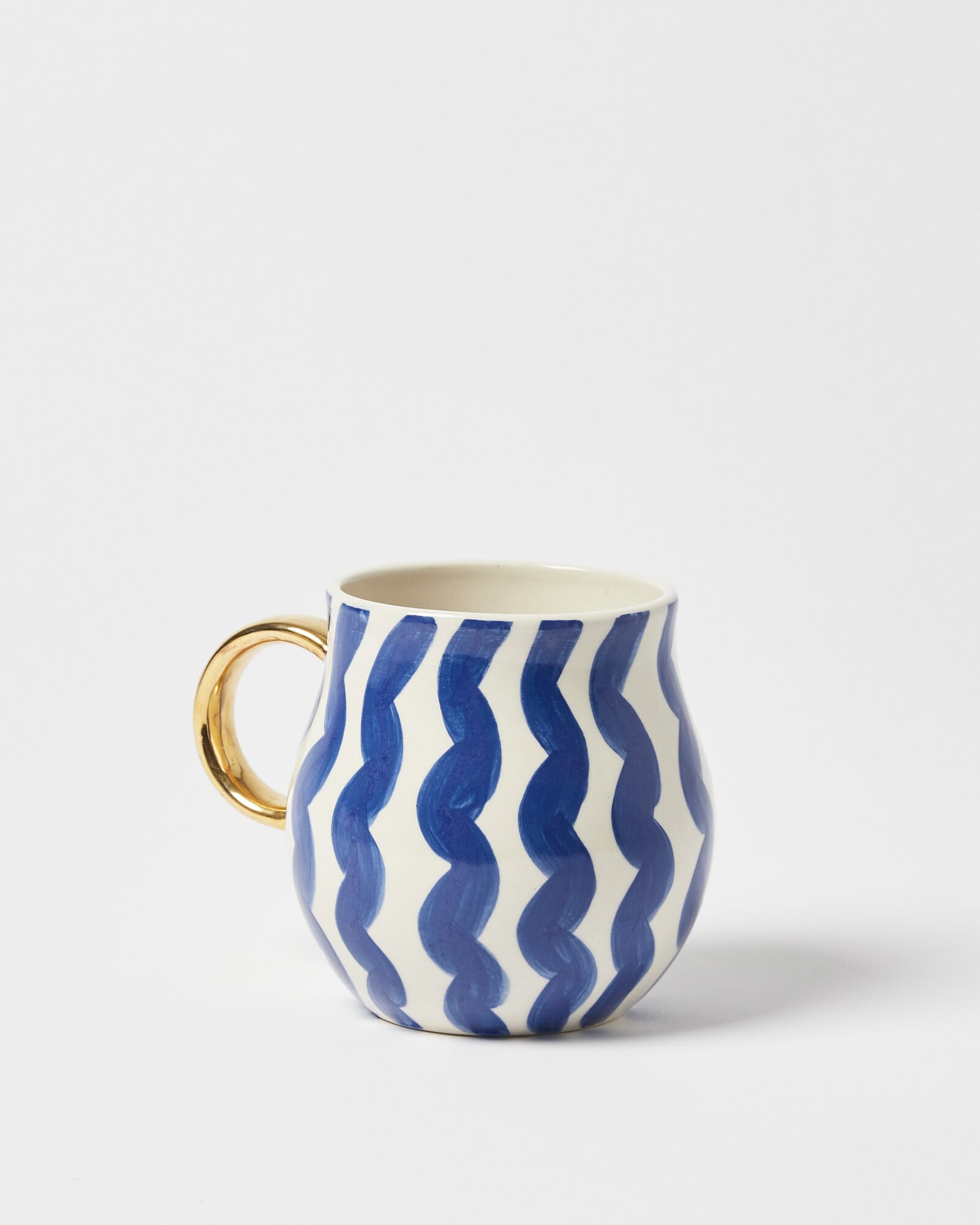 Azur Blue Wiggle Stripe Ceramic Mug | Oliver Bonas