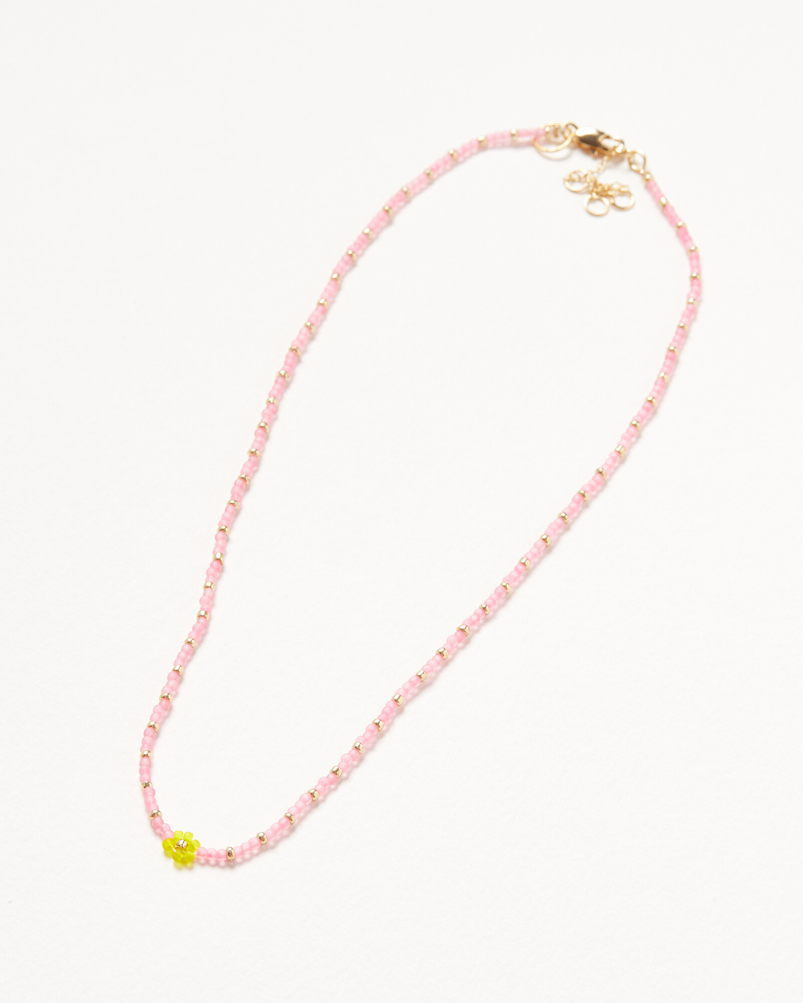 Fiorello Flower & Pink Beaded Chain Necklace | Oliver Bonas