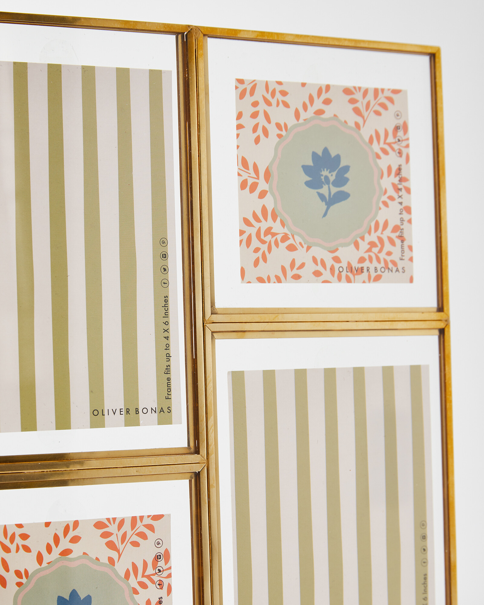 Gold & Glass Standing Multi Photo Frame | Oliver Bonas