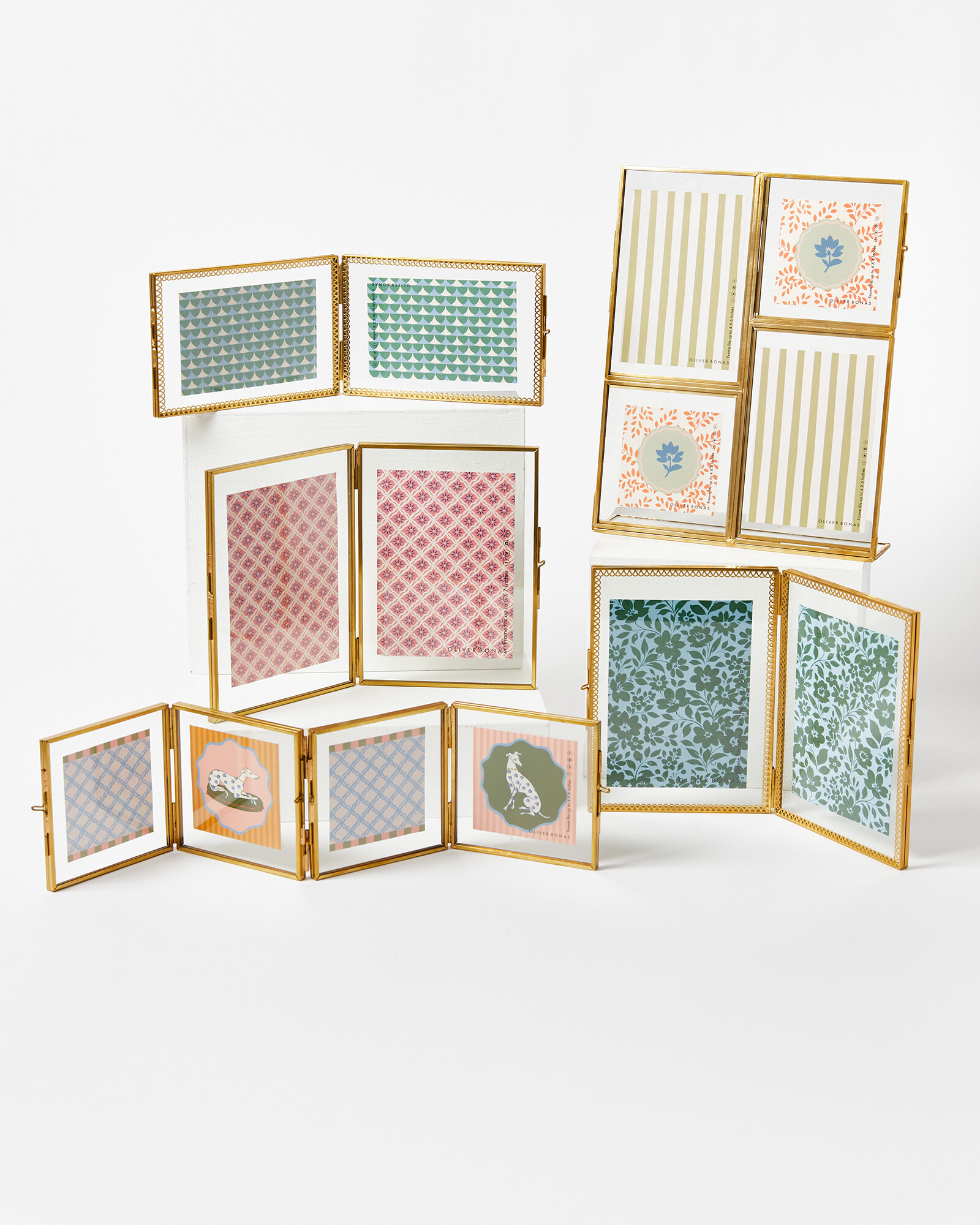Gold & Glass Standing Multi Photo Frame | Oliver Bonas
