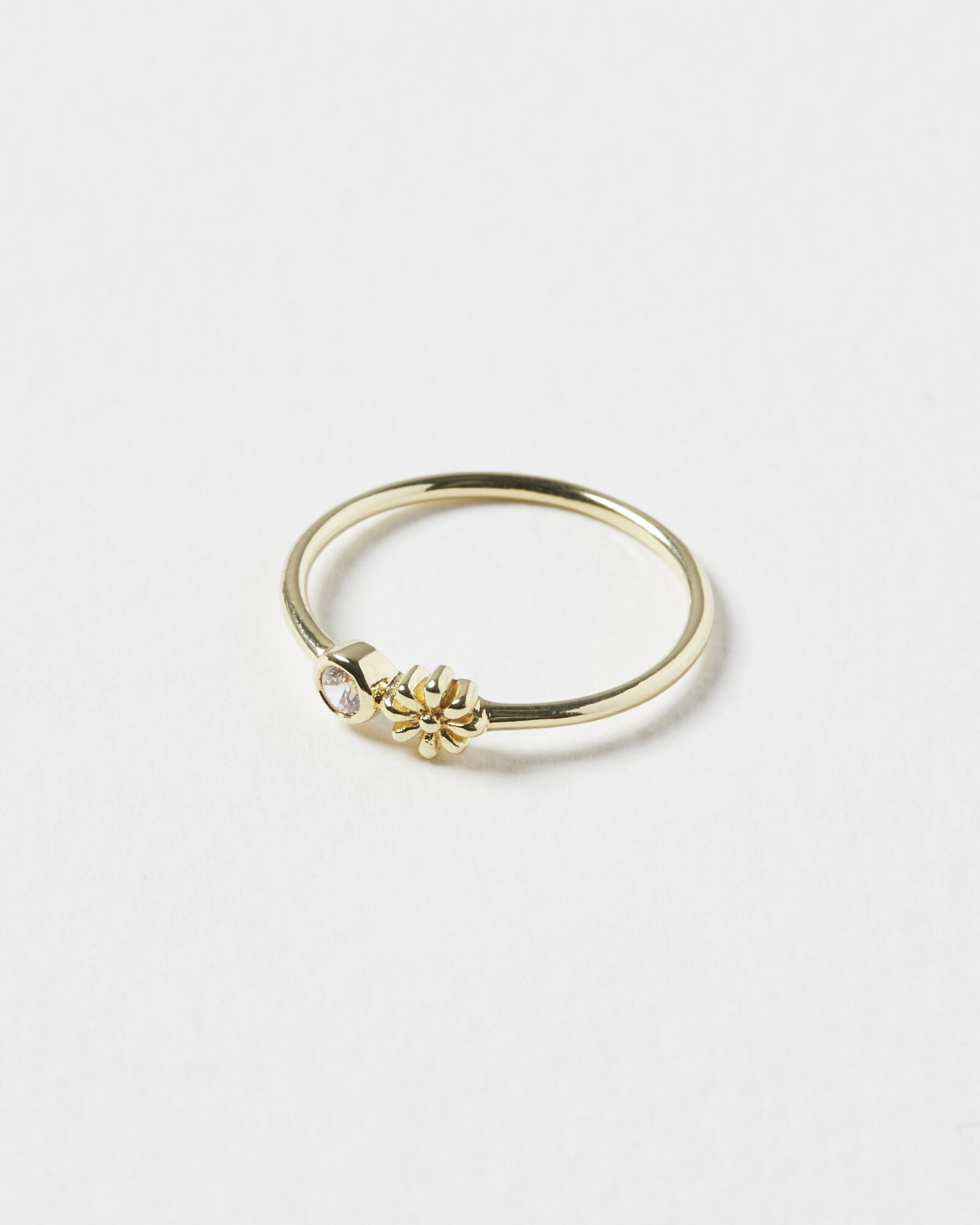 Aurora Flower & Stone Detail Gold Plated Ring | Oliver Bonas