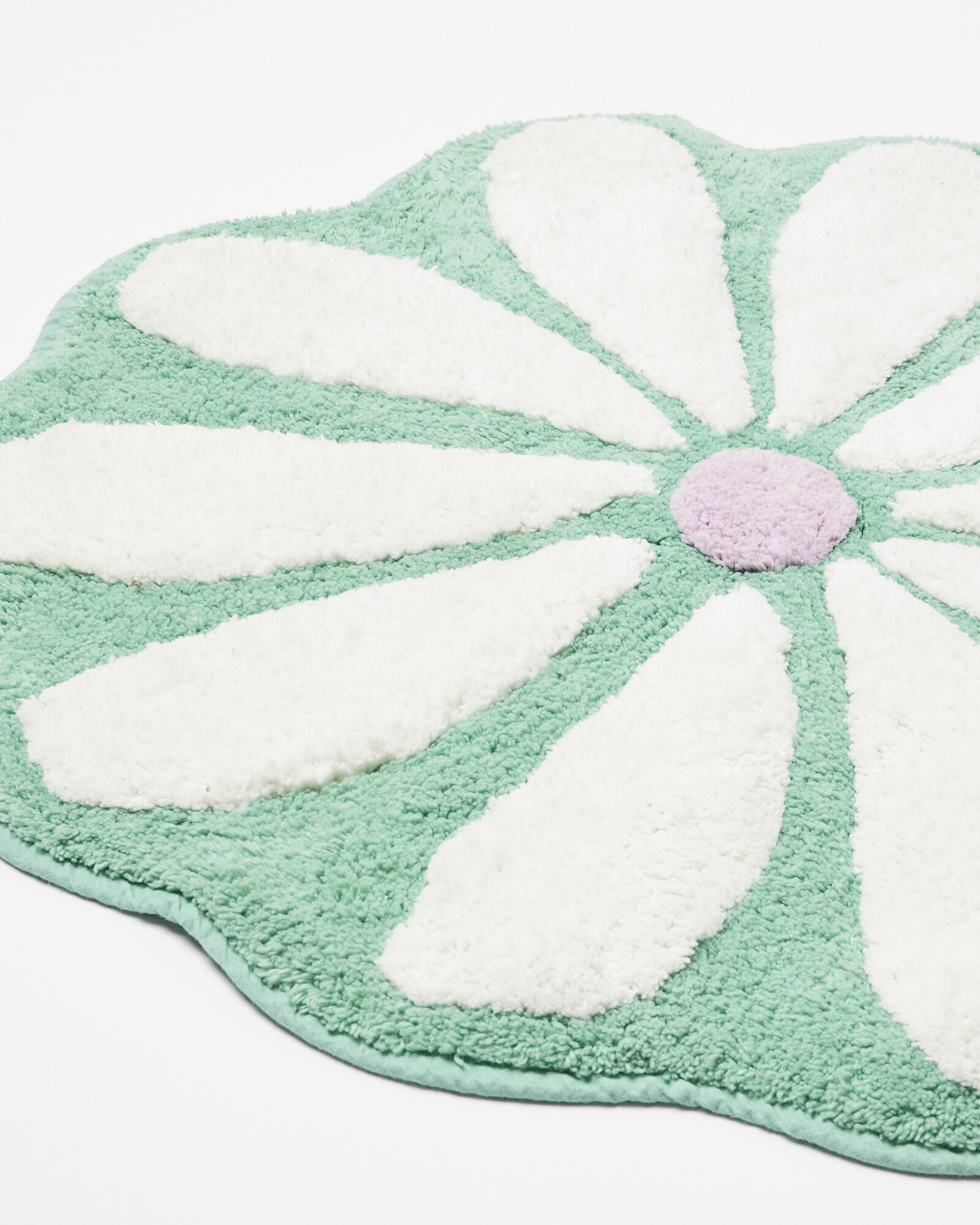 Floral Green Cotton Round Bath Mat Small | Oliver Bonas