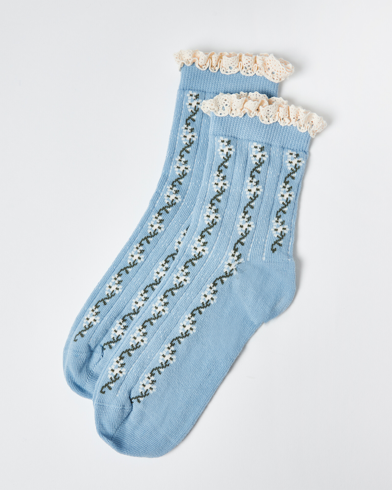 Crochet Frill Blue Ankle Socks | Oliver Bonas