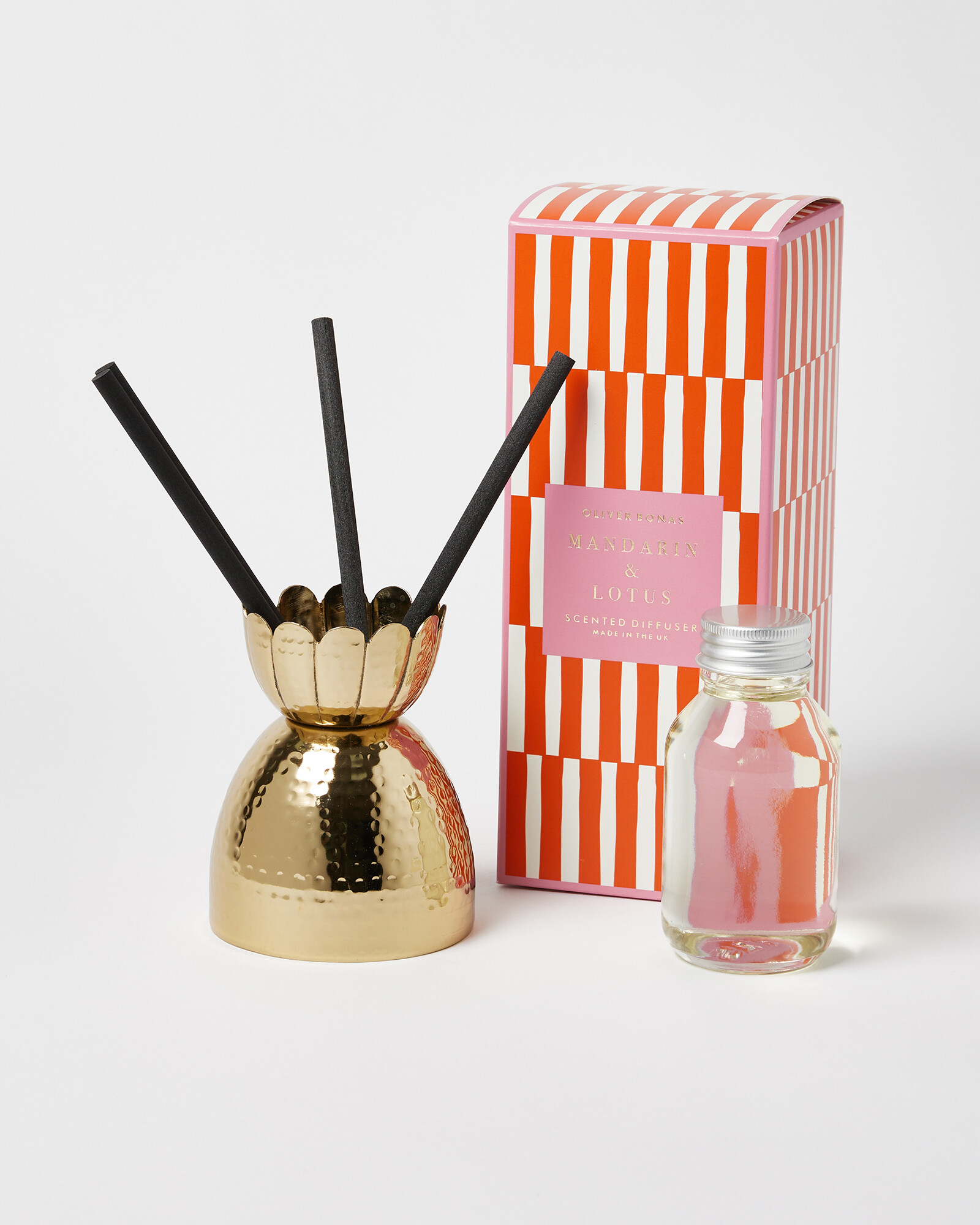 Machiko Mandarin & Lotus Gold Metal Diffuser | Oliver Bonas