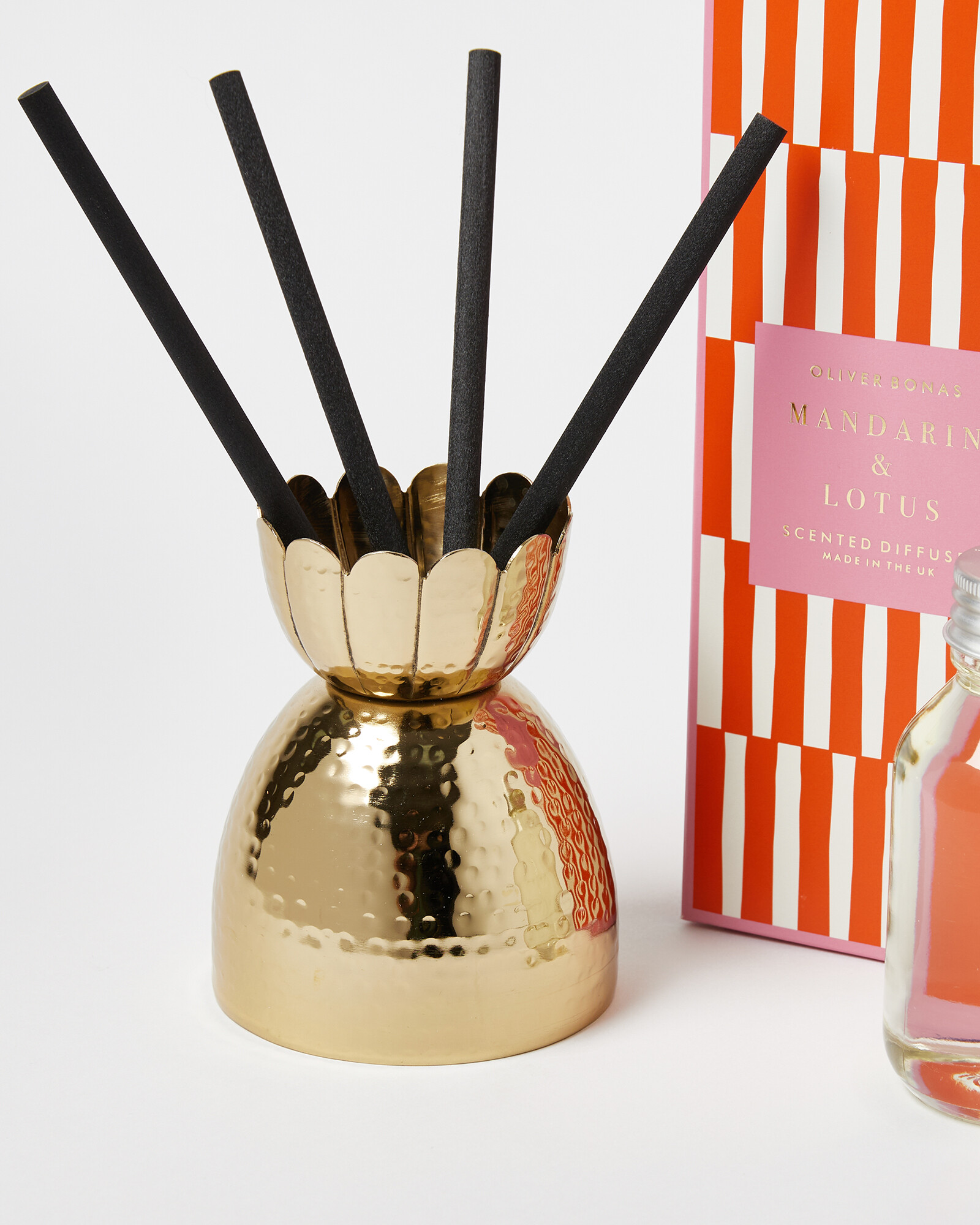 Machiko Mandarin & Lotus Gold Metal Diffuser | Oliver Bonas