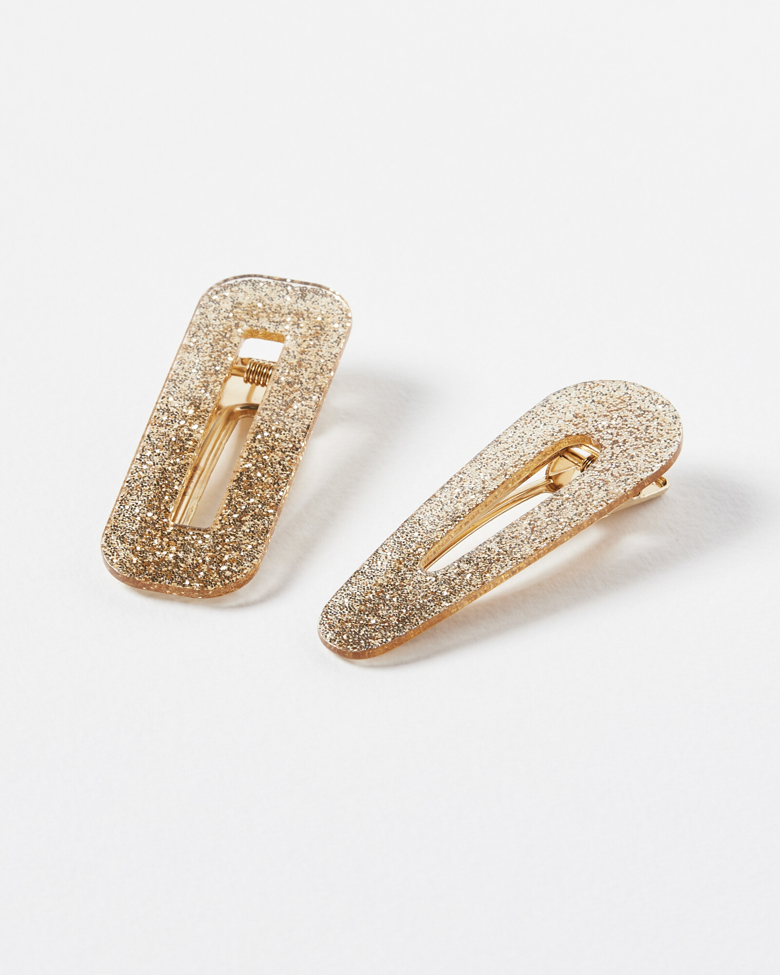 Noella Gold Glitter Resin Hair Clips Pack of Two | Oliver Bonas
