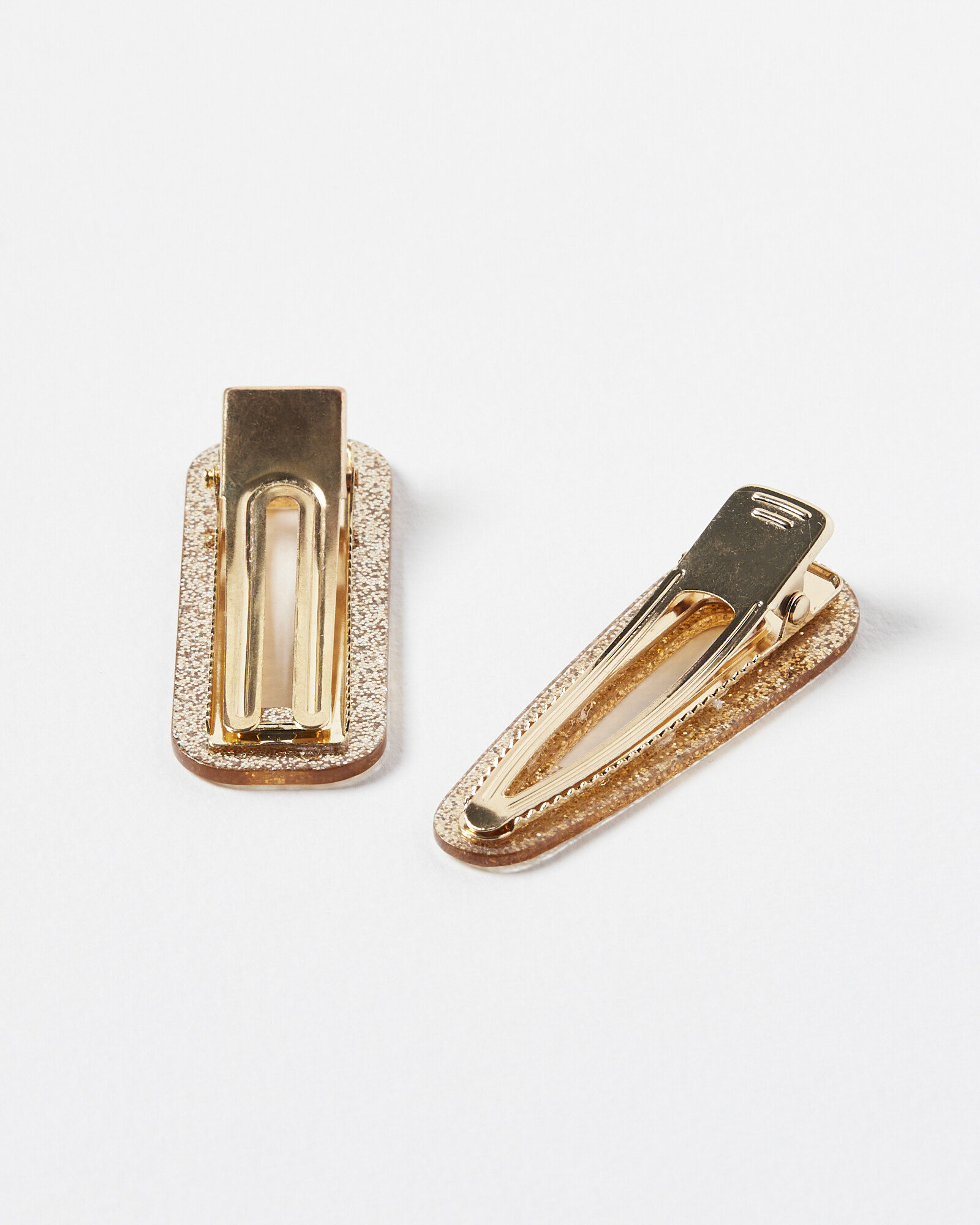 Noella Gold Glitter Resin Hair Clips Pack of Two | Oliver Bonas