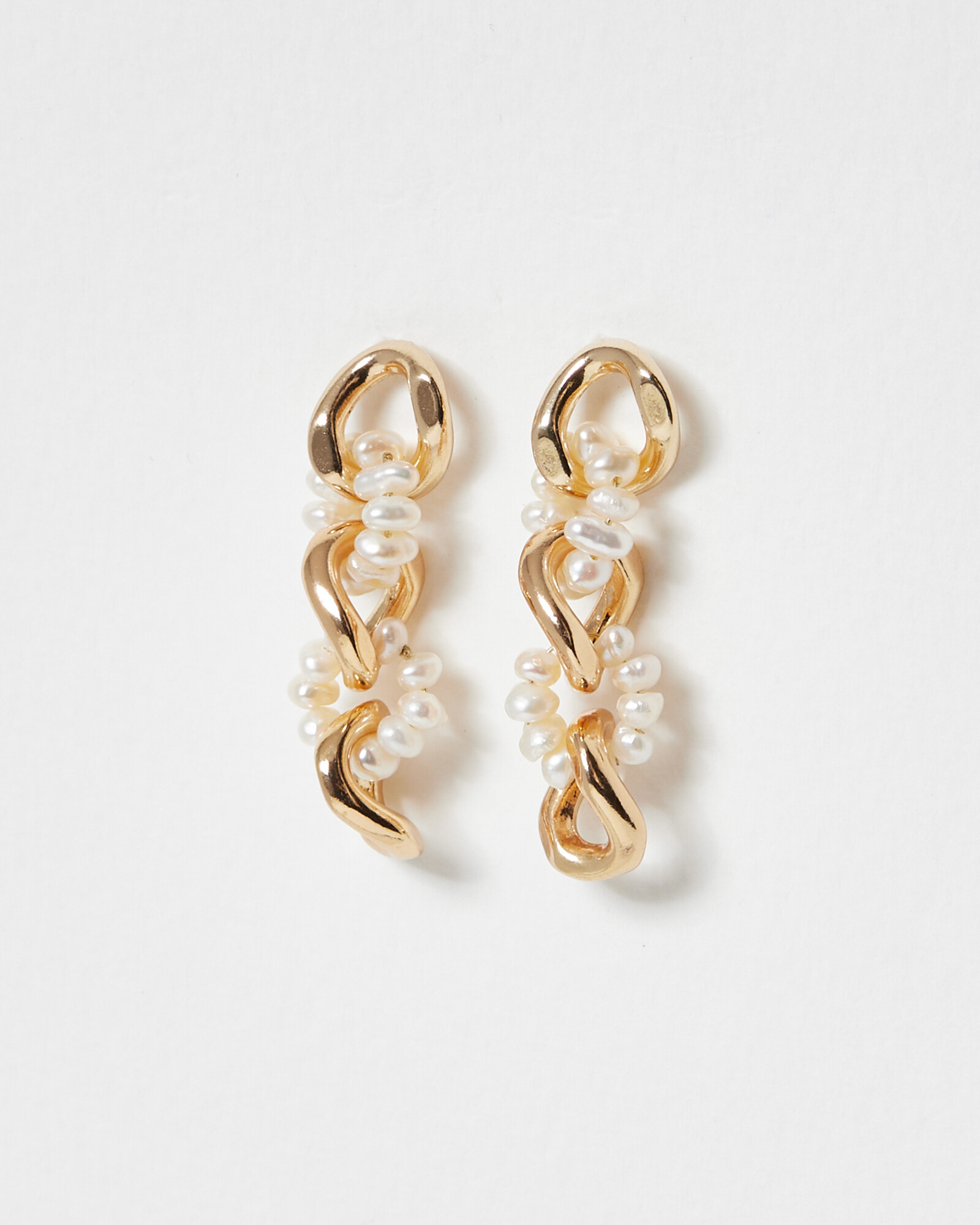 Leta Interlinked Pearl Loops Stud Earrings | Oliver Bonas