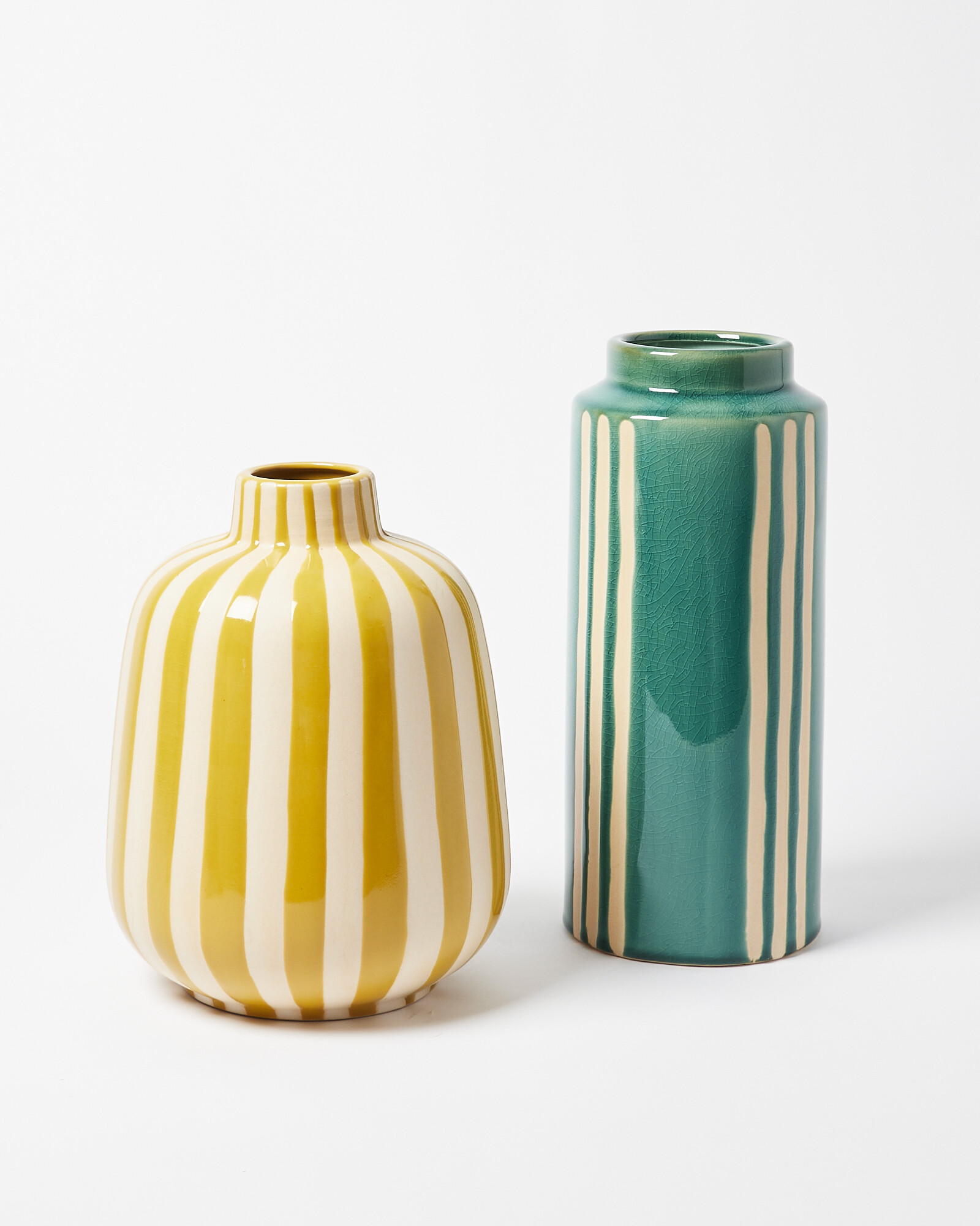 Riviera Stripe Yellow Ceramic Vase | Oliver Bonas