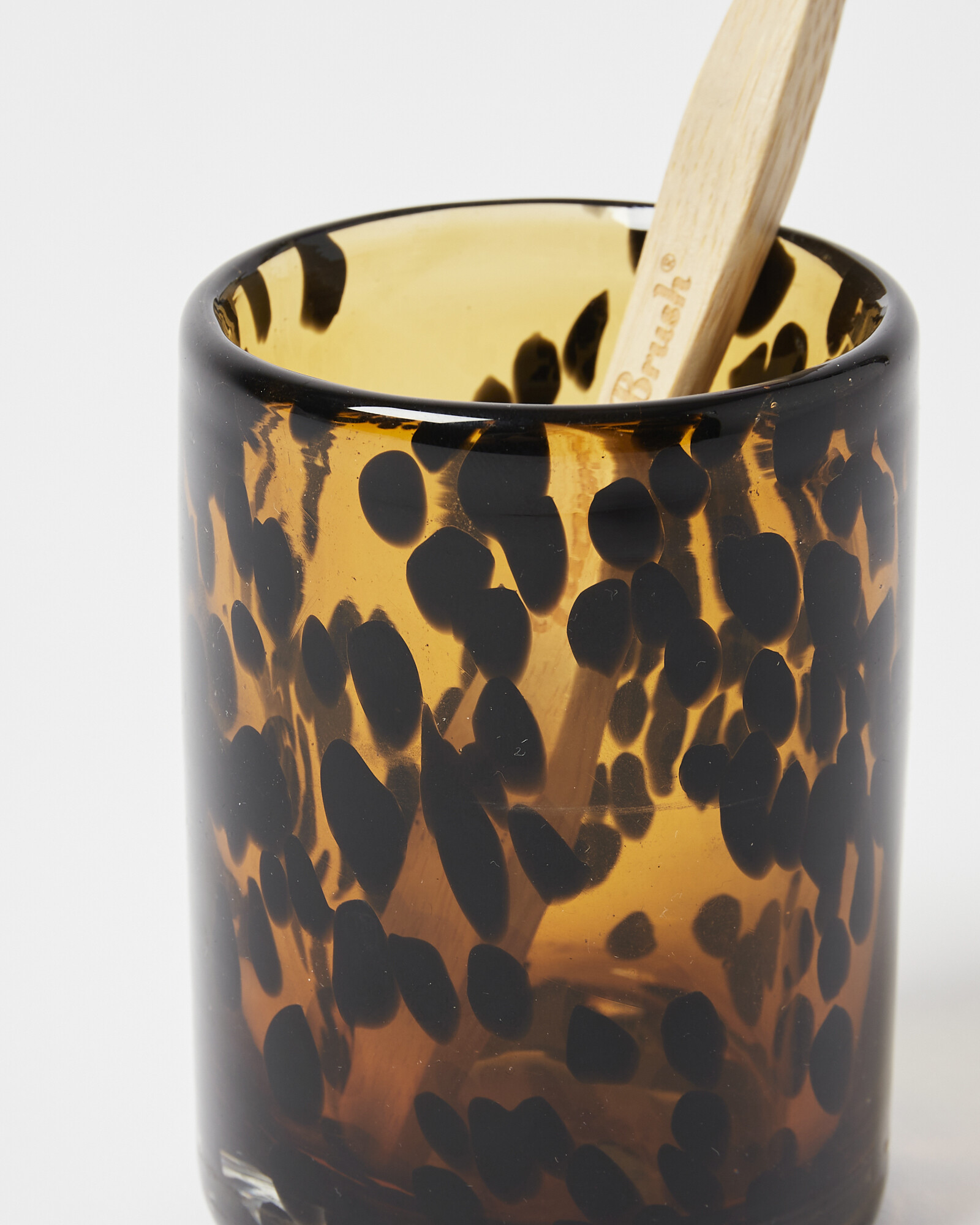 Brown Tortoiseshell Glass Toothbrush Holder | Oliver Bonas