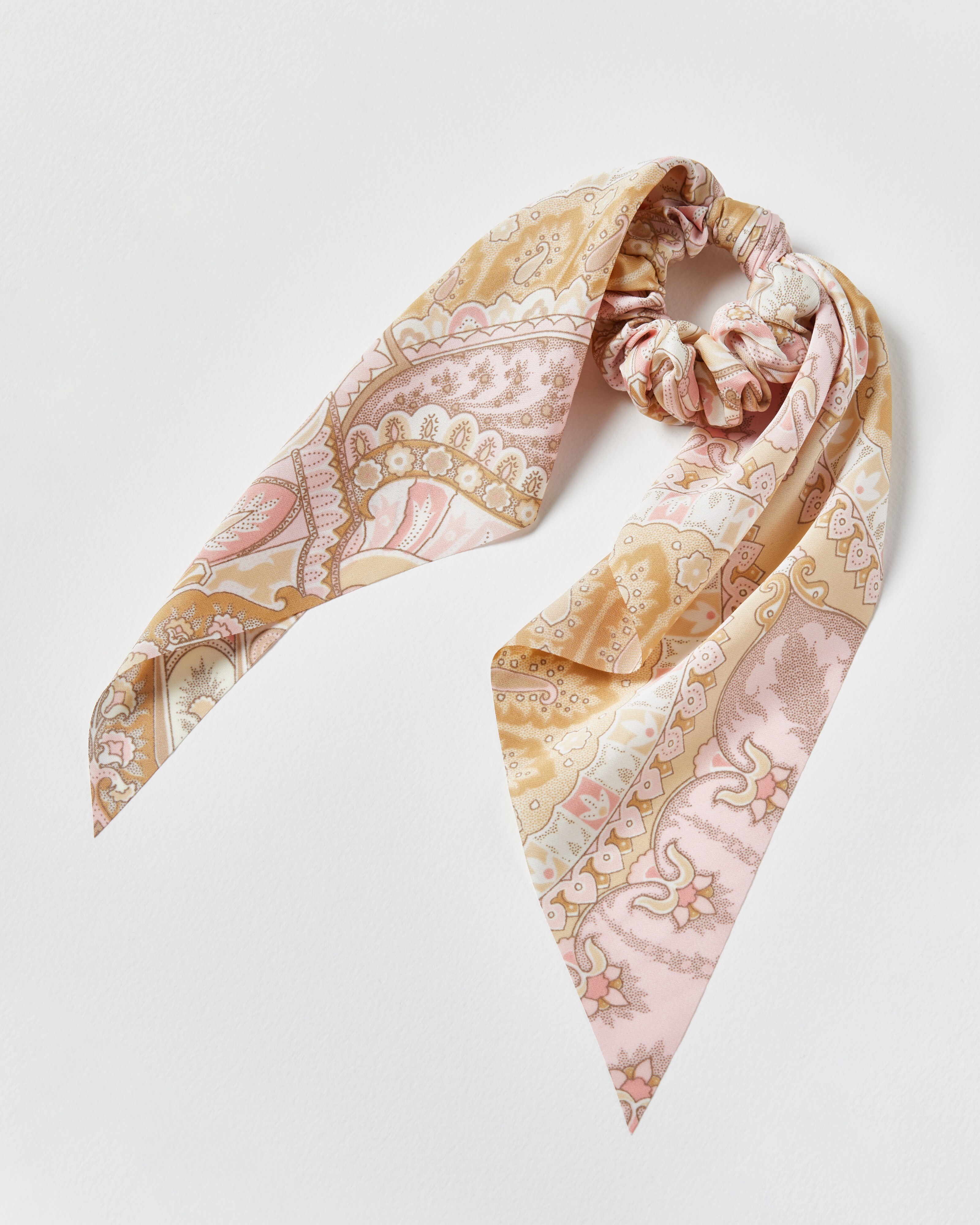 Clara Paisley Pink Scrunchie With Material Bow | Oliver Bonas