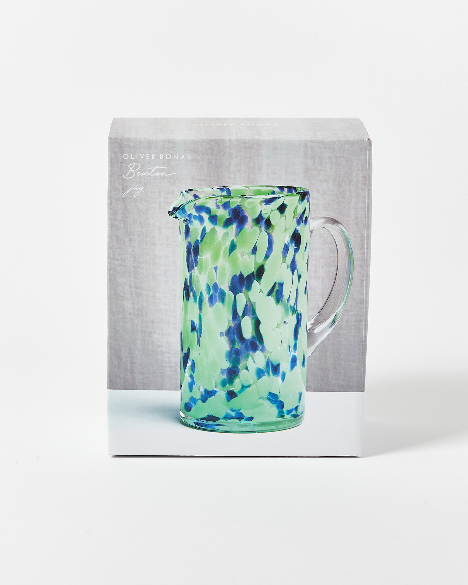 Bexton Spot Green Glass Water Jug | Oliver Bonas