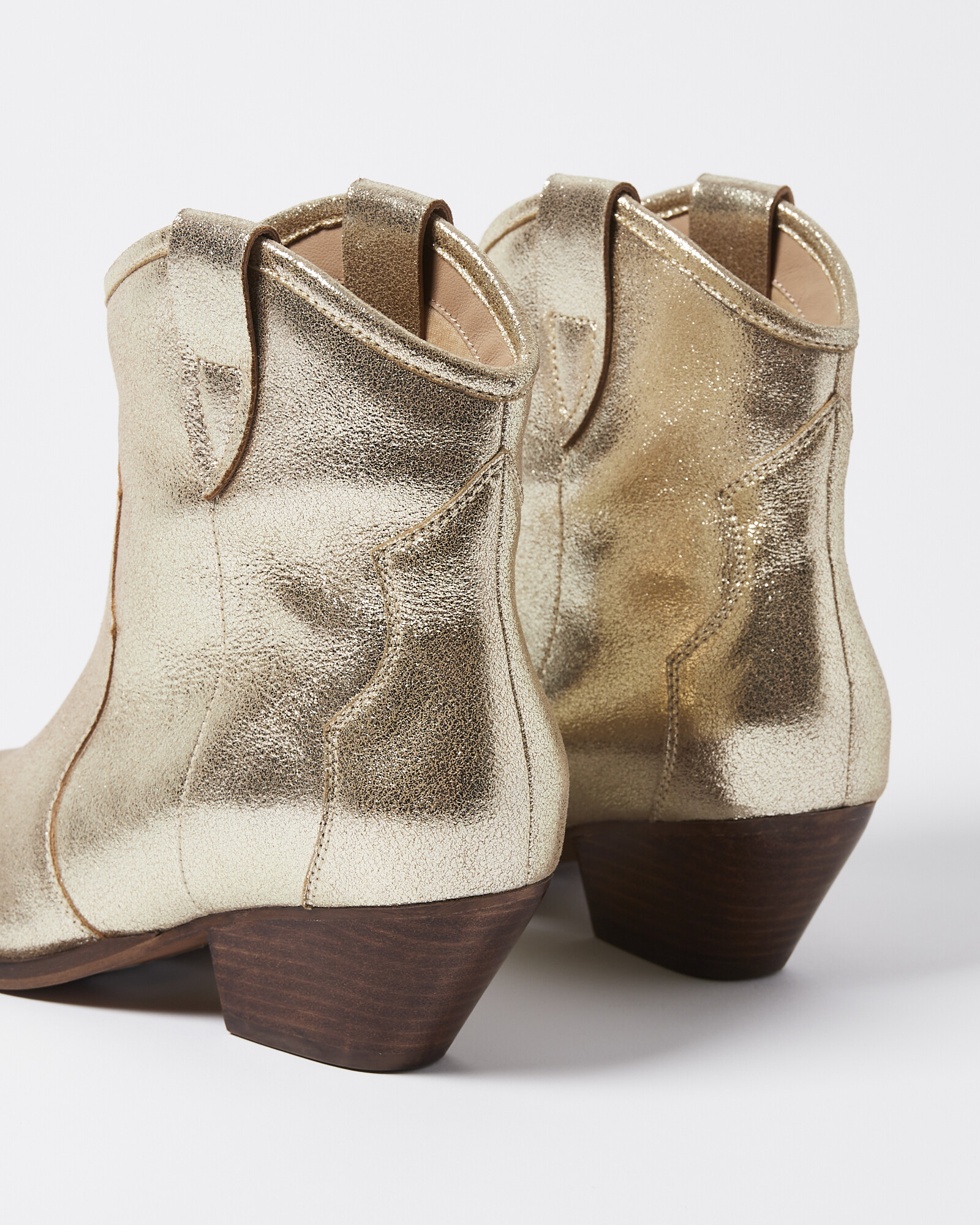 Metallic Gold Leather Western Cowboy Boots | Oliver Bonas
