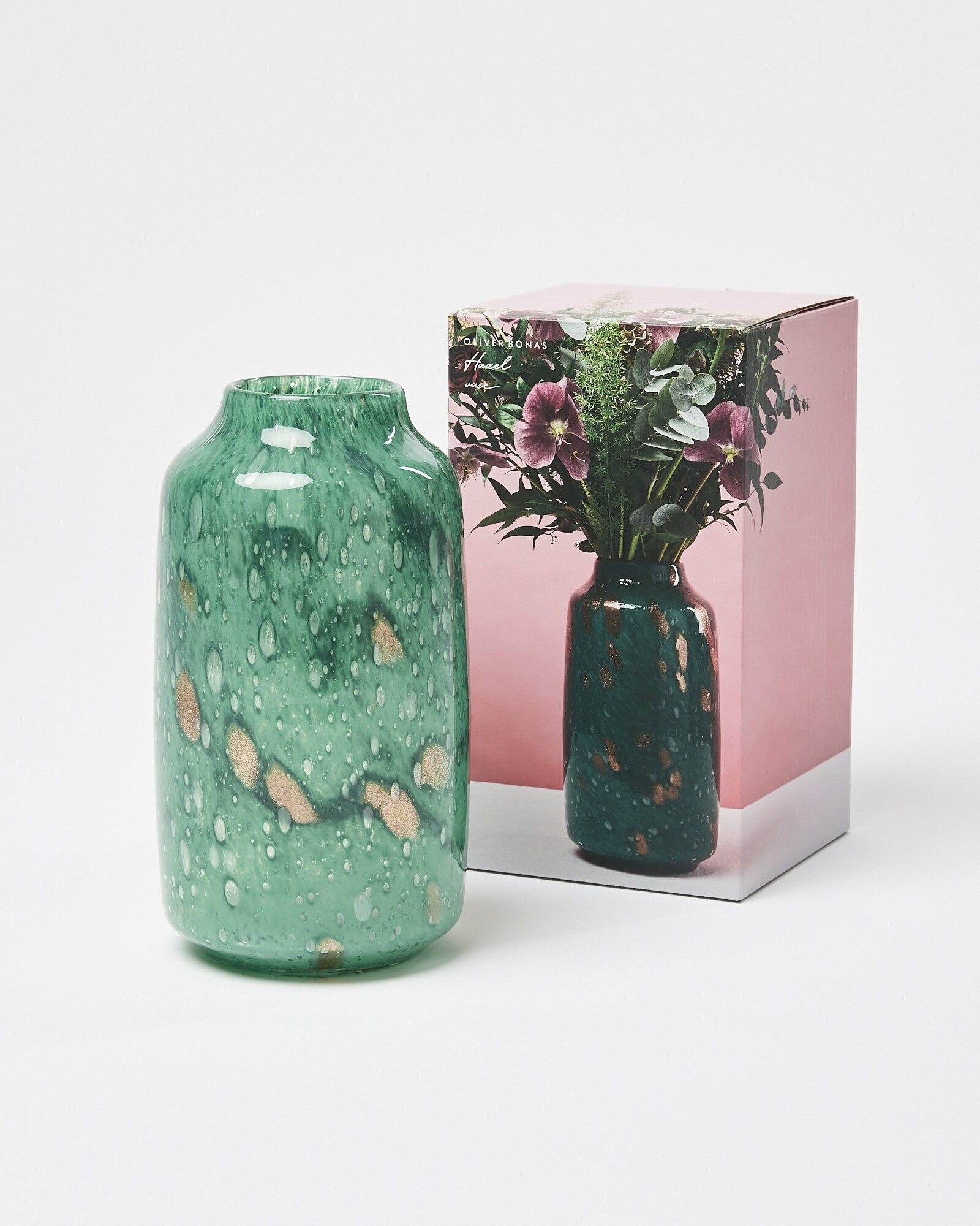 Hazel Glitter Green Glass Vase | Oliver Bonas