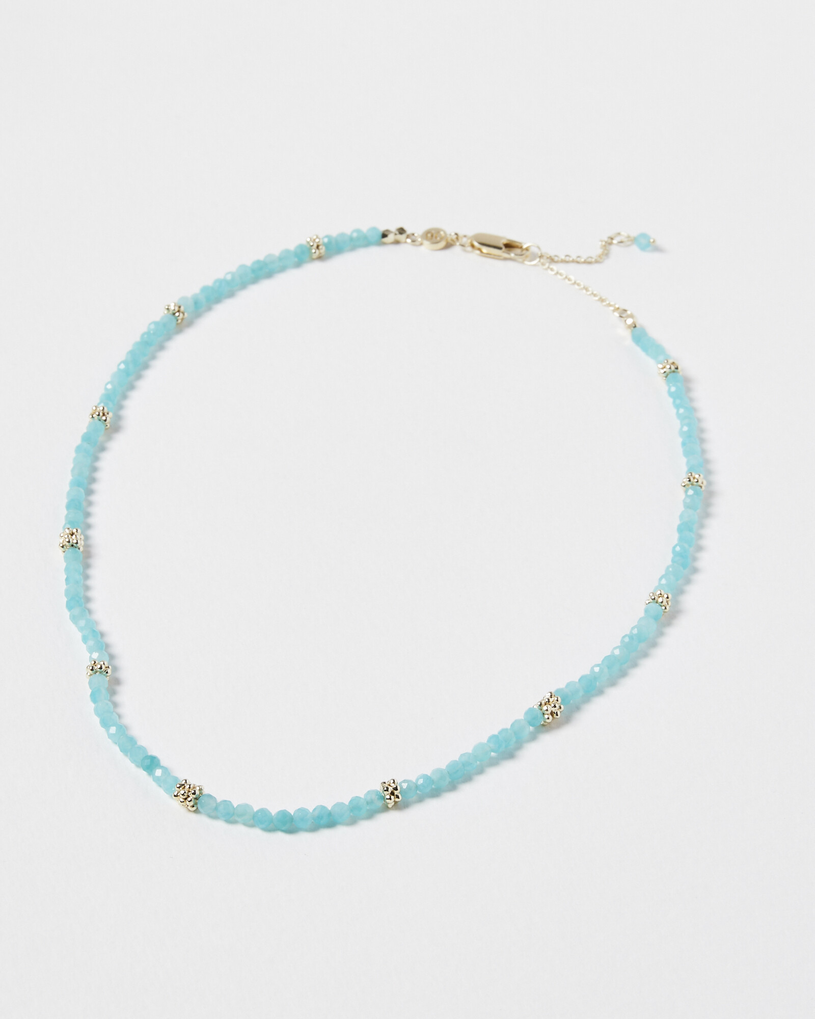 Jovie Beaded Blue Amazonite Stone Gold Plated Necklace | Oliver Bonas