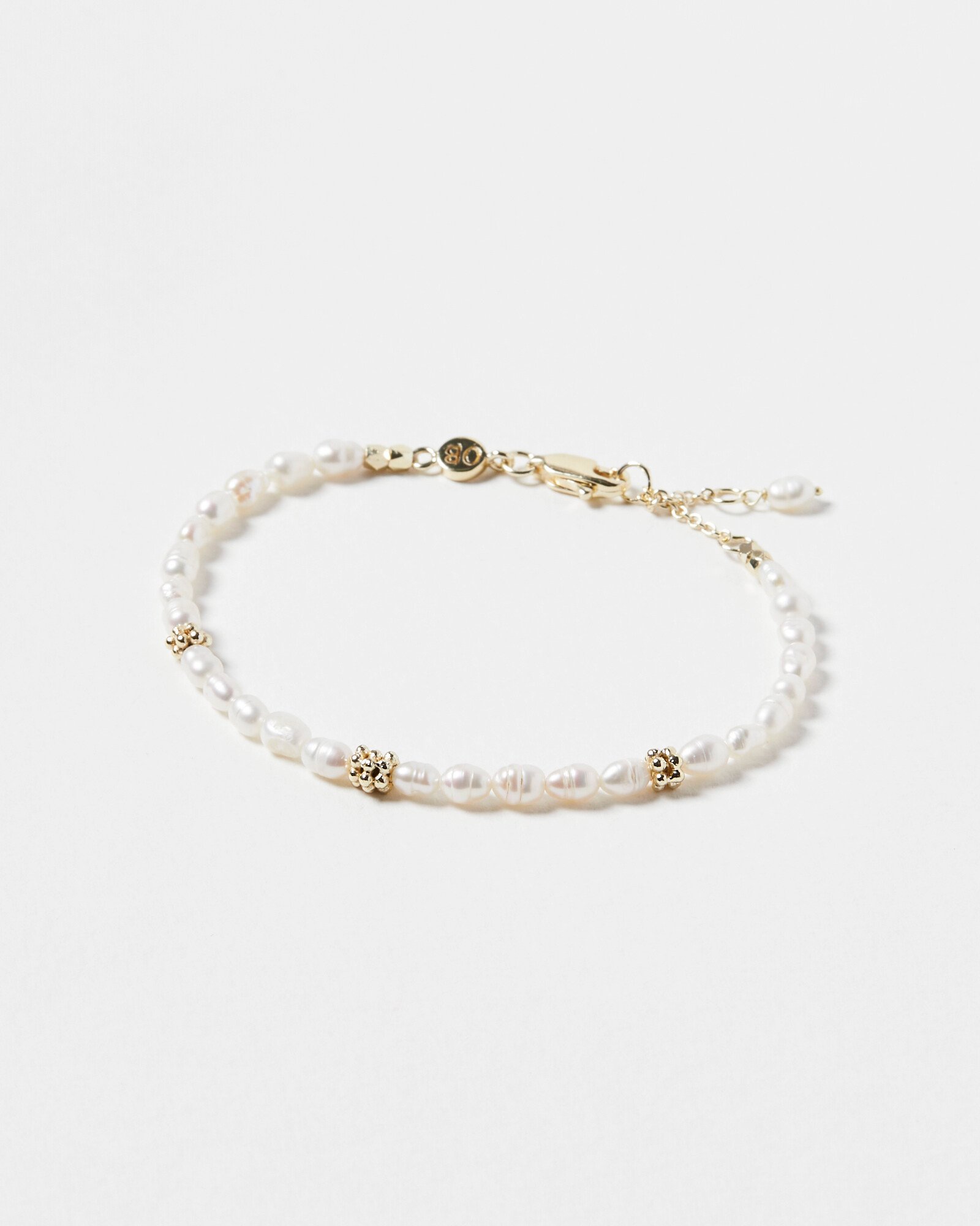 Edith Pearl & Gold Plated Beaded Bracelet | Oliver Bonas
