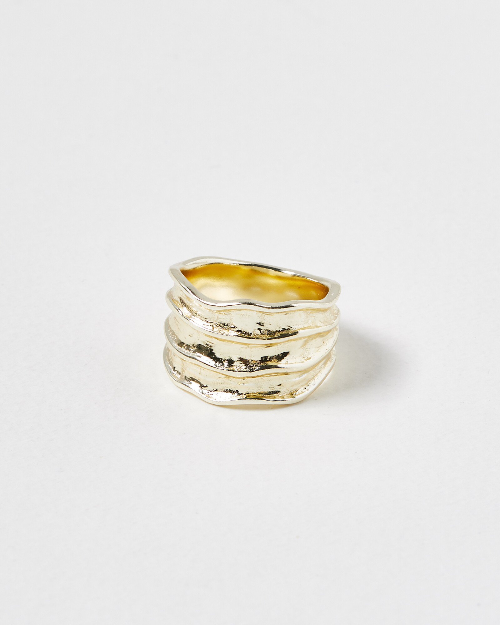 Muriel Curve Chunky Gold Plated Ring | Oliver Bonas