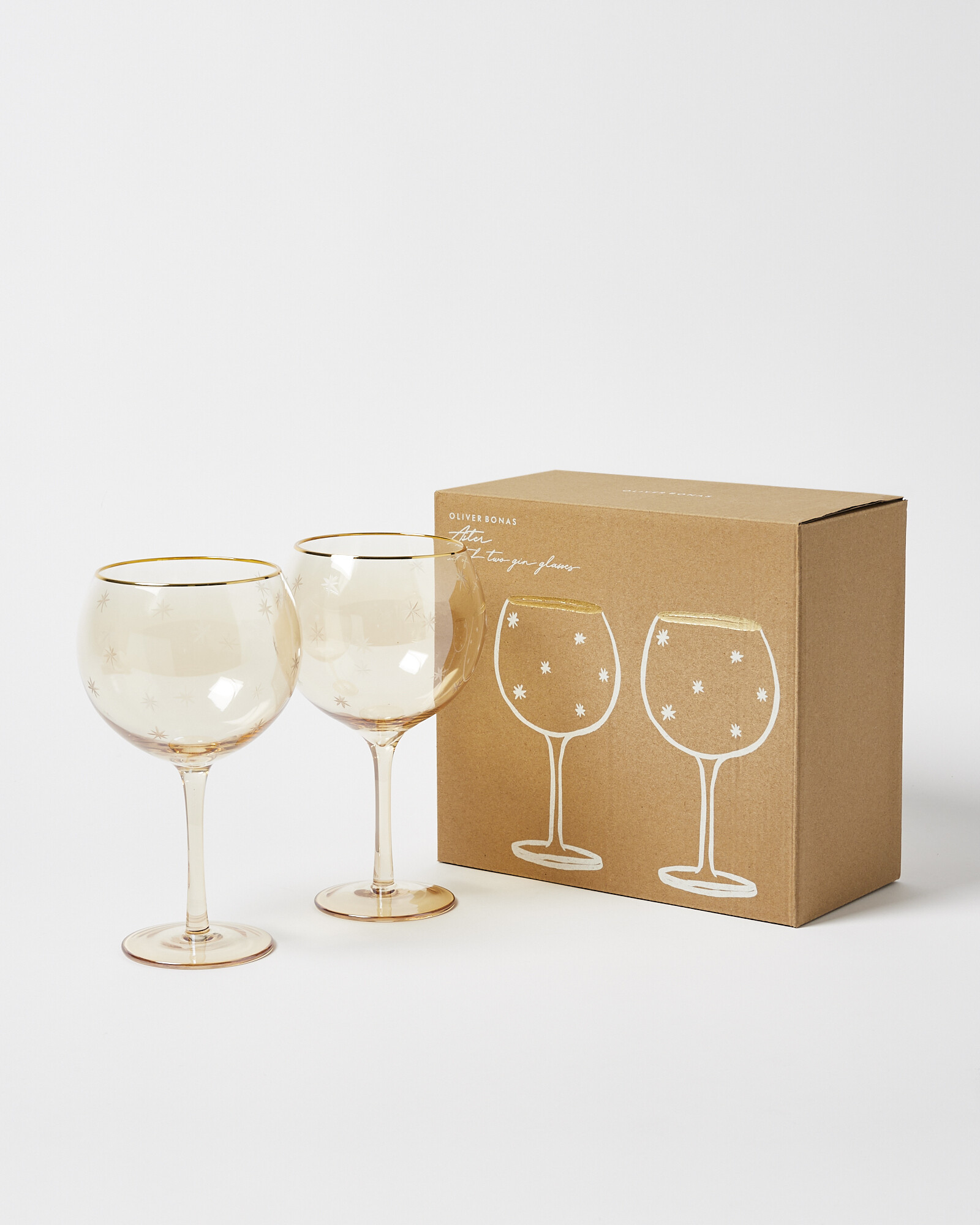 Aster Etched Star Gin Glasses Set of Two | Oliver Bonas