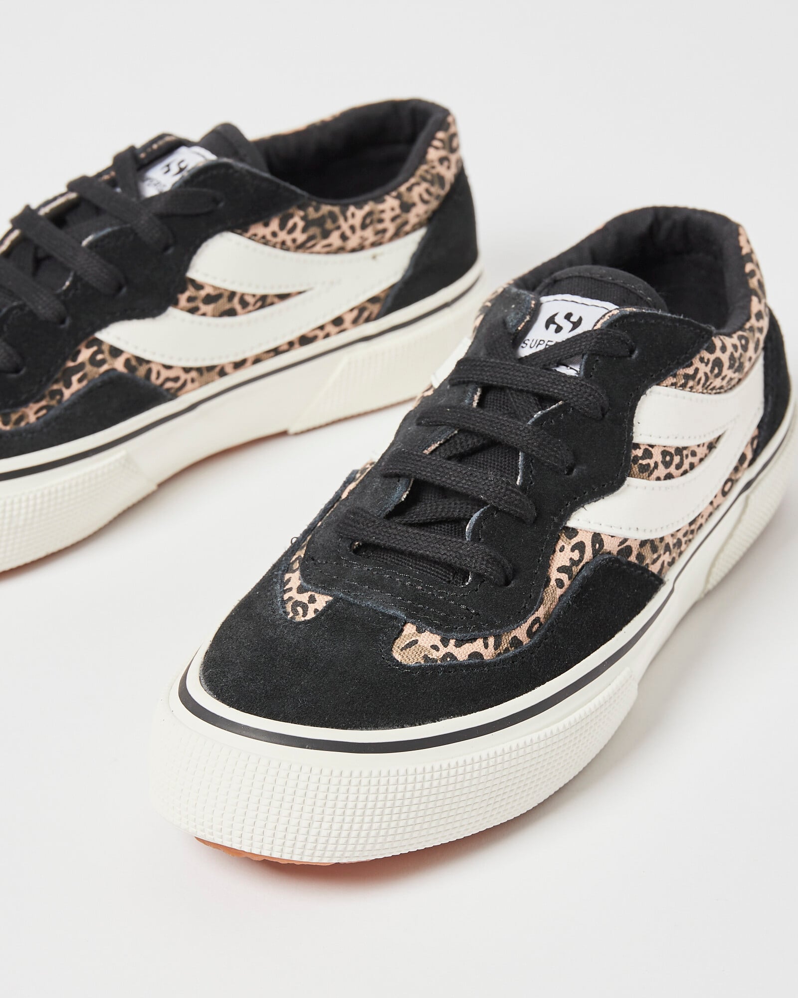 Superga Revolley Leopard Print Black Leather Trainers | Oliver Bonas