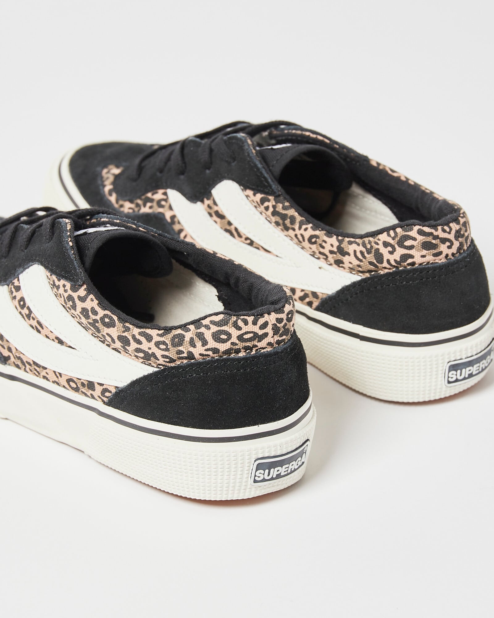 Superga Revolley Leopard Print Black Leather Trainers | Oliver Bonas