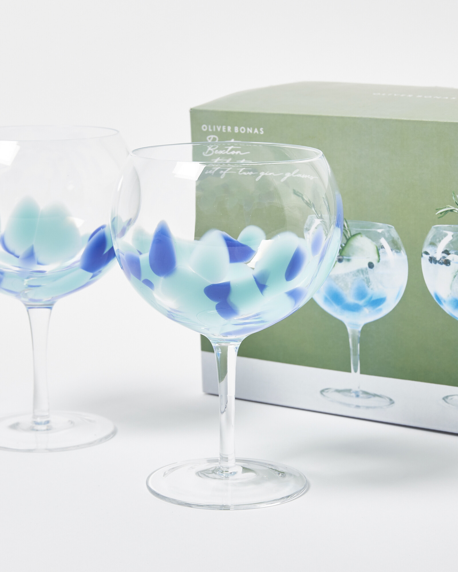 Bexton Spot Blue Gin Glasses Set of Two | Oliver Bonas