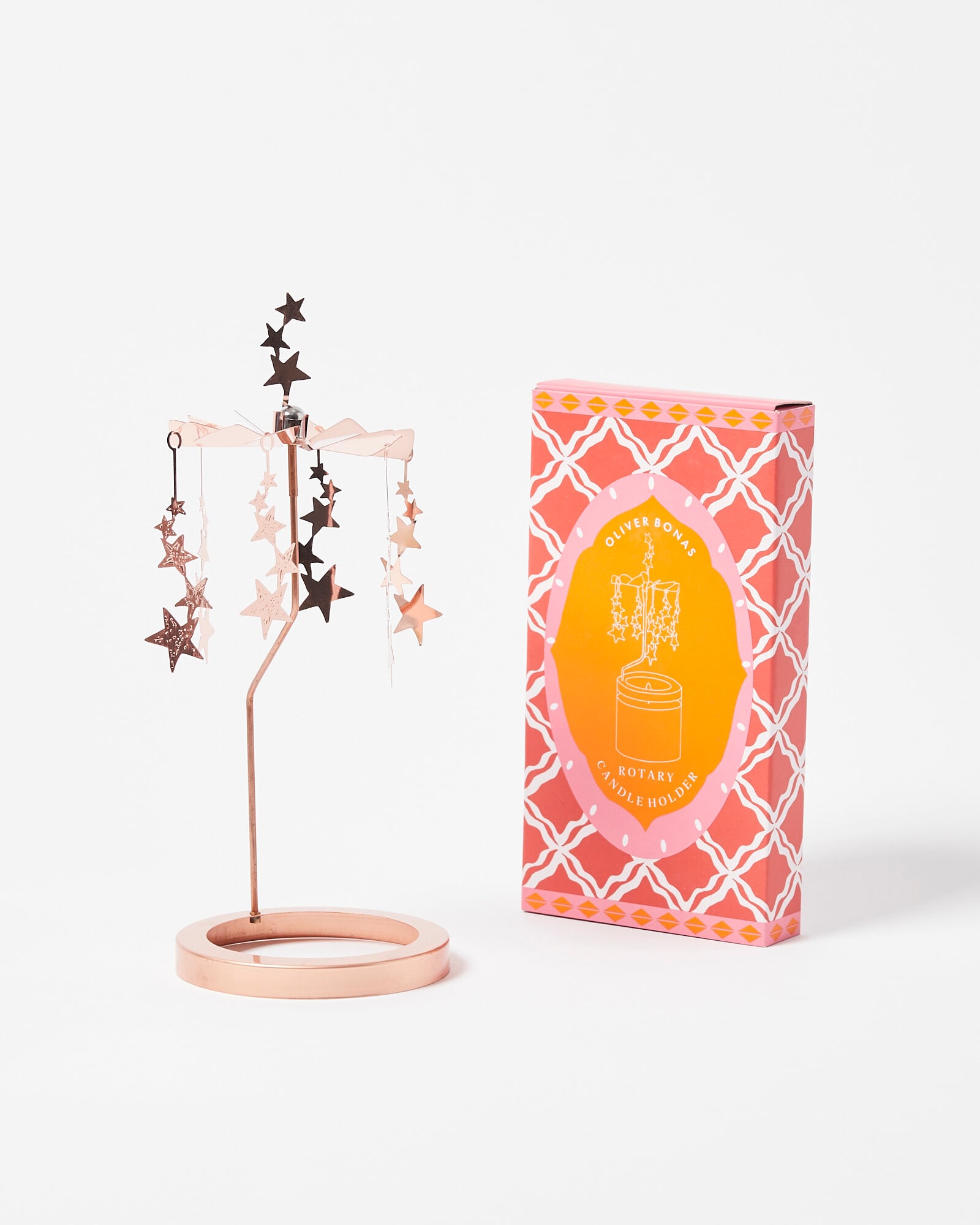 Mini Stars Rose Gold Metal Candle Spinner | Oliver Bonas