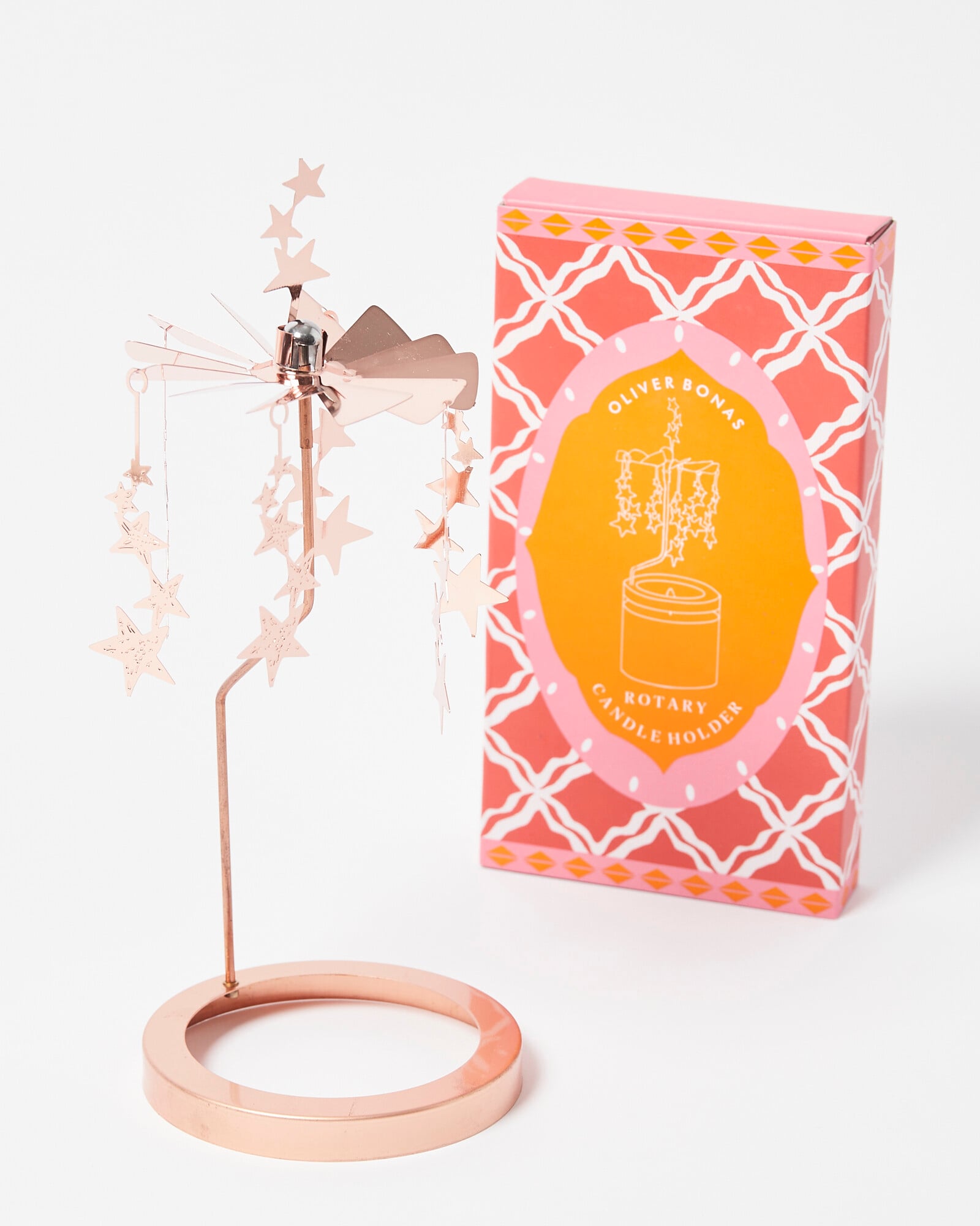 Mini Stars Rose Gold Metal Candle Spinner | Oliver Bonas