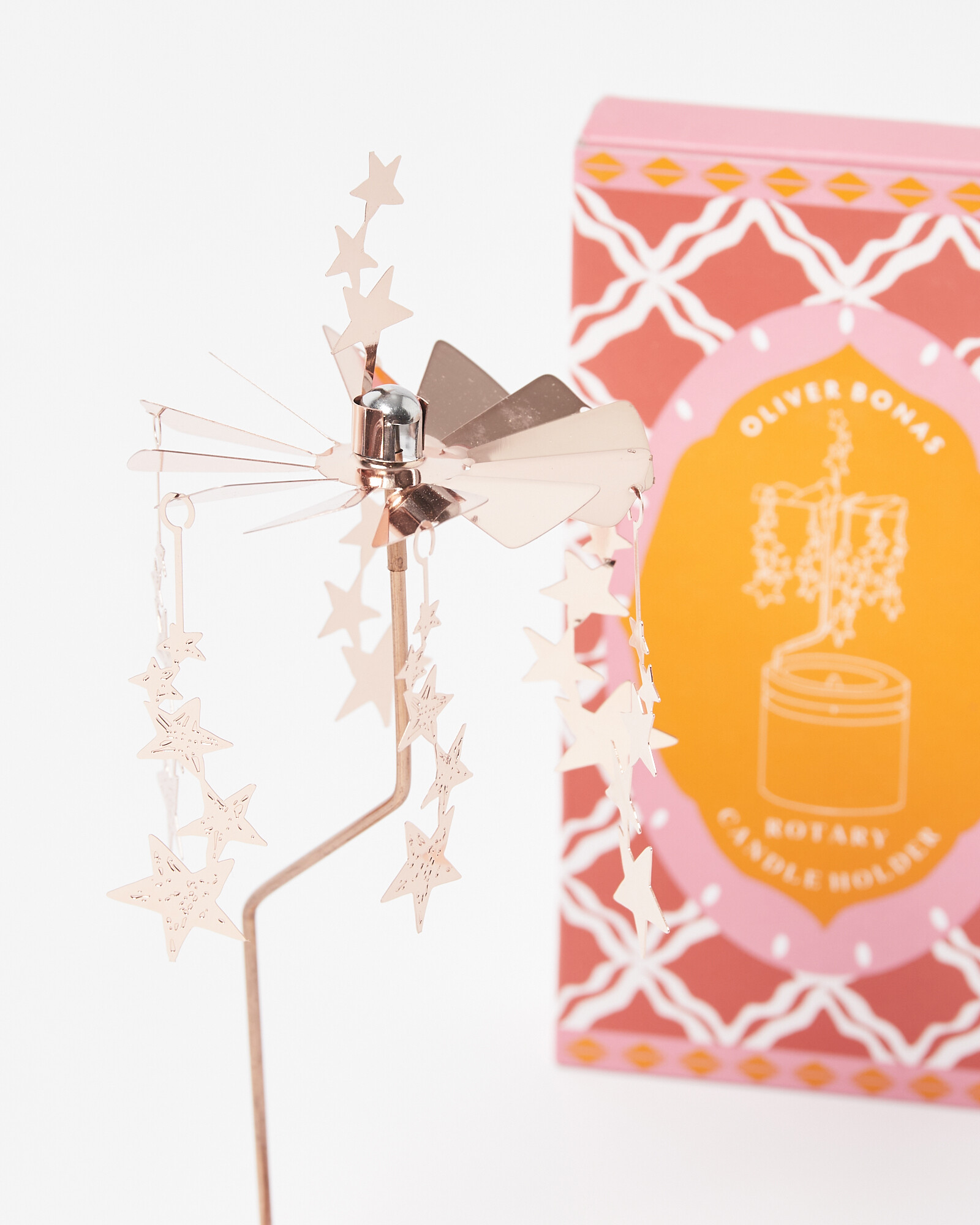 Mini Stars Rose Gold Metal Candle Spinner | Oliver Bonas