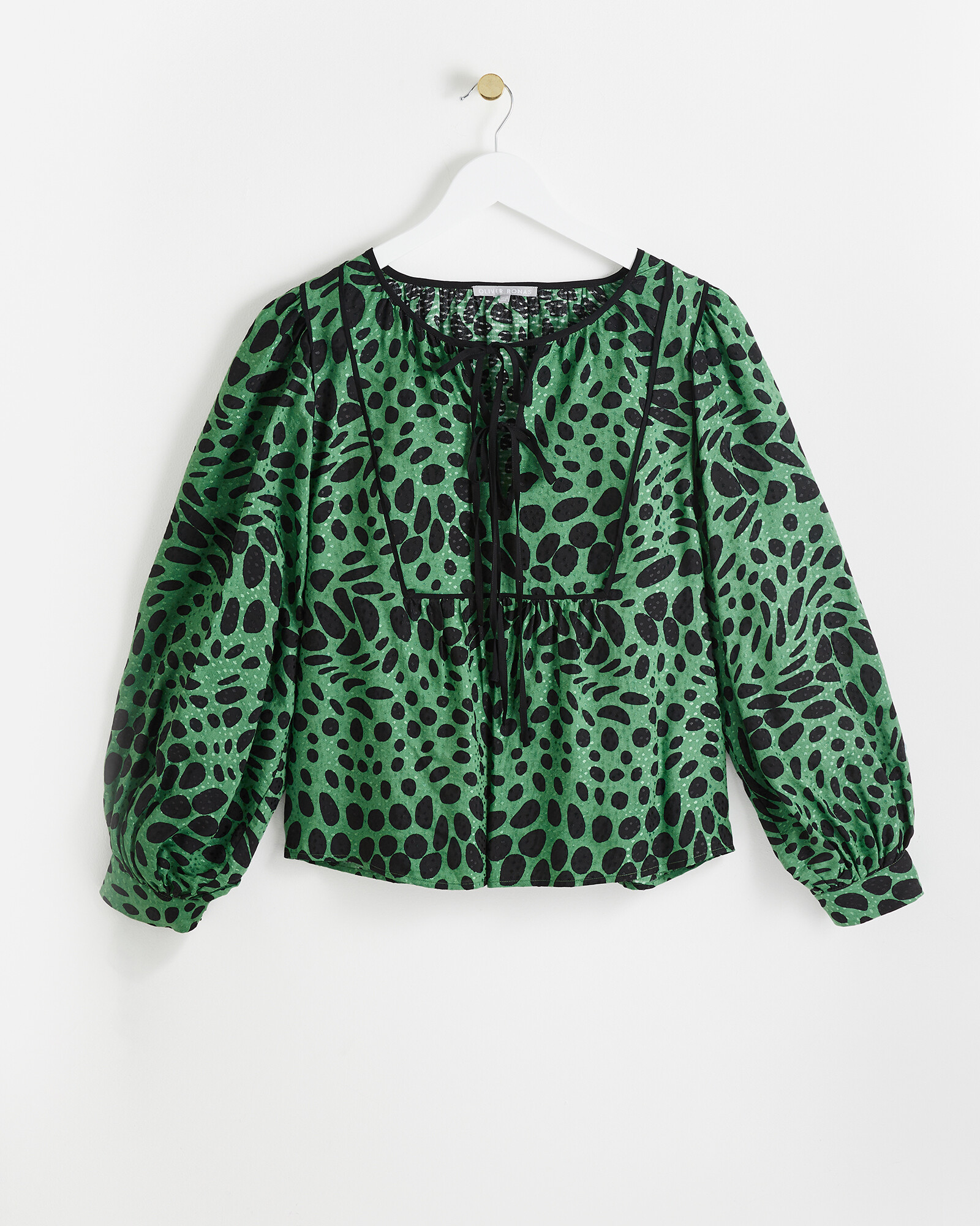 Animal Spot Print Green Blouse | Oliver Bonas
