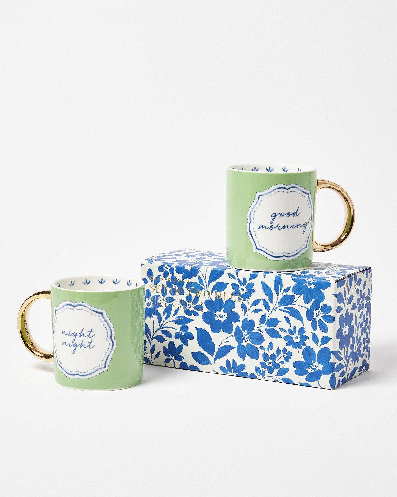 Good Morning Night Night Ceramic Mugs Set of Two | Oliver Bonas