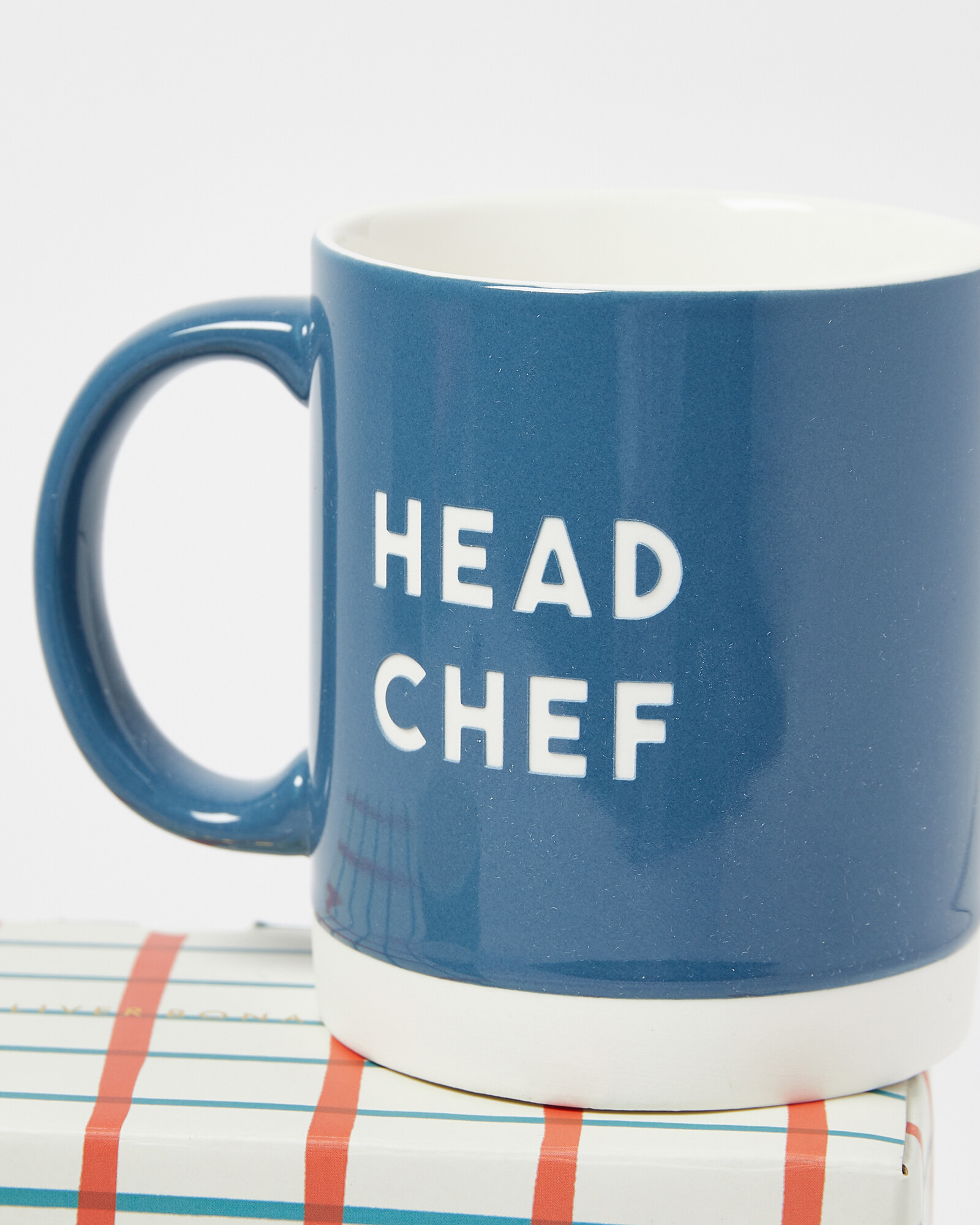 Head Chef Sous Chef Blue Ceramic Mugs Set of Two | Oliver Bonas