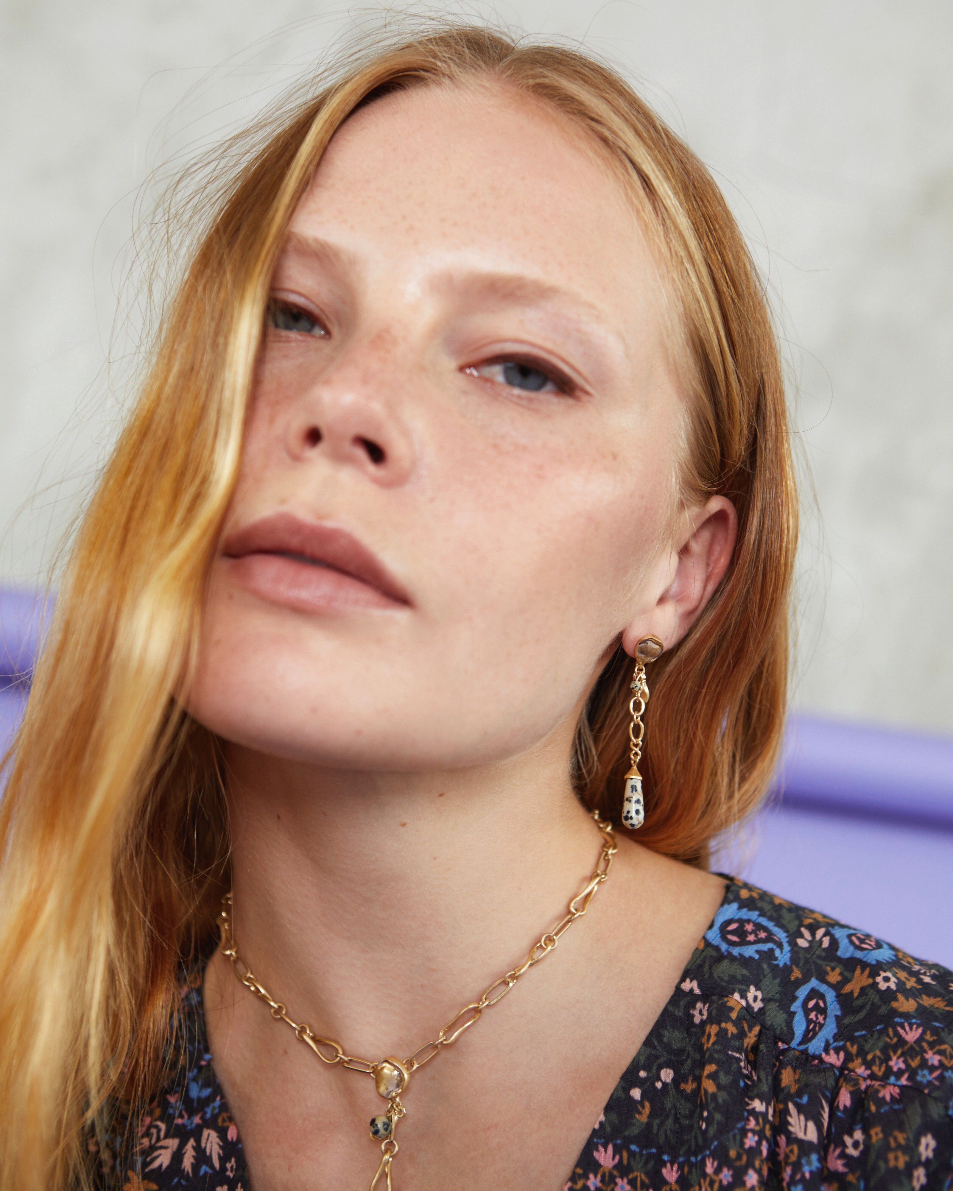 Elsa Stone & Disc Drop Earrings | Oliver Bonas